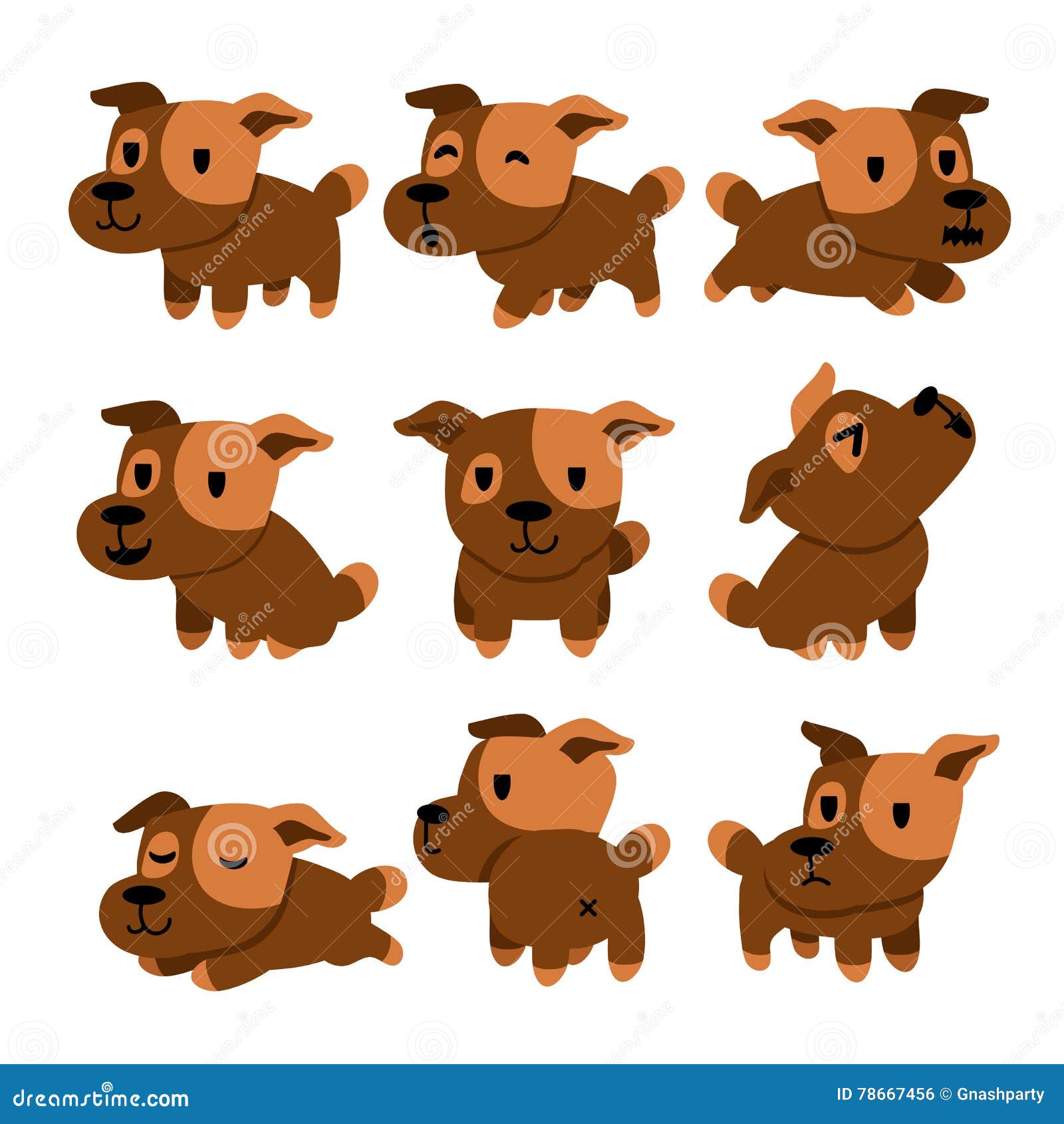 Cartoon Character Dog Poses Stock Vector - Illustration of isolated ...