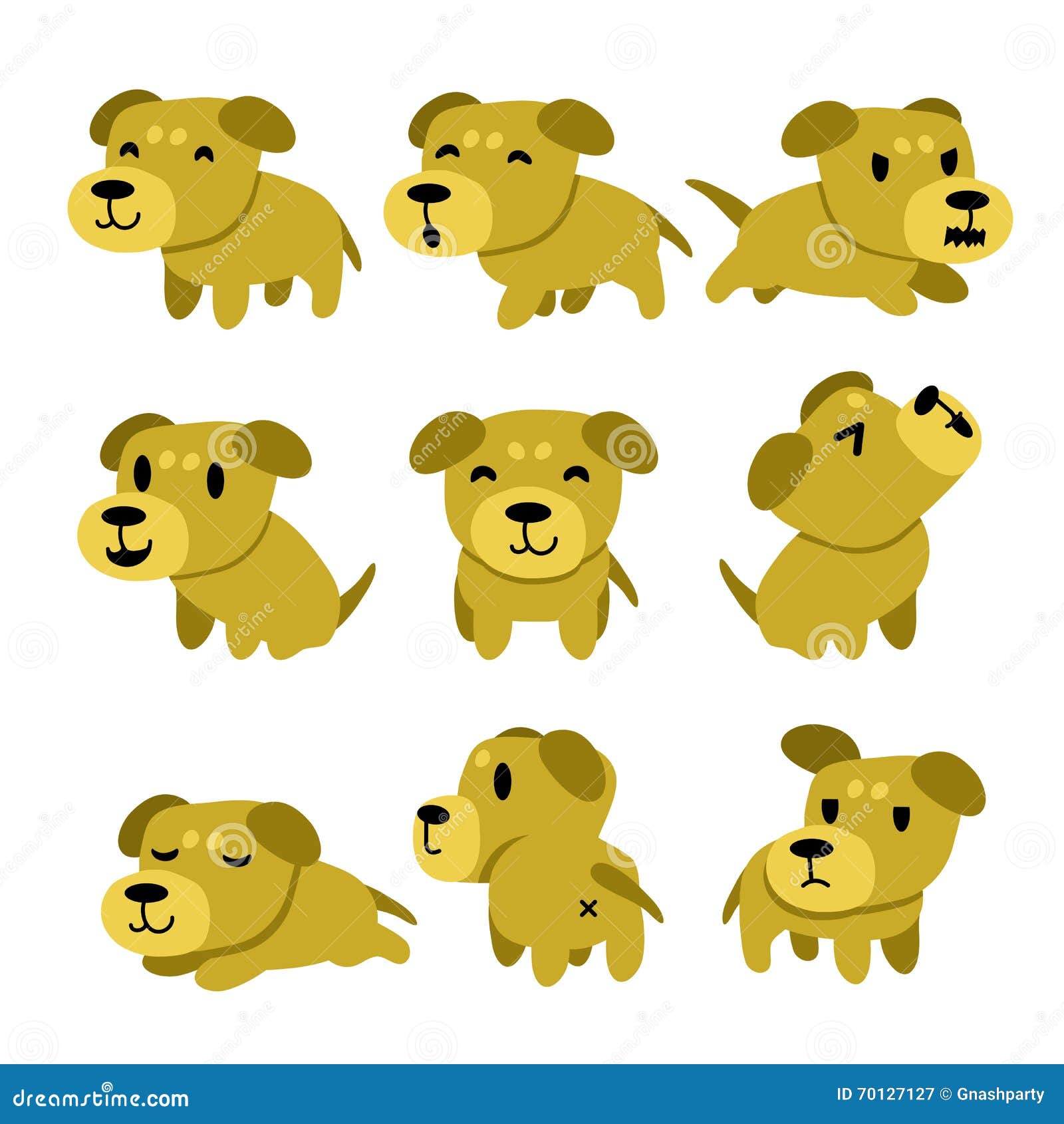 Cartoon Character Dog Poses Set Stock Vector - Illustration of pedigree ...