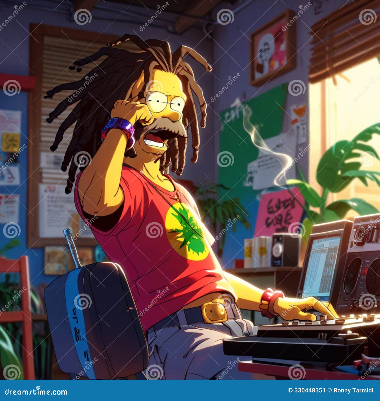 Cartoon Character with Dreadlocks Stock Illustration - Illustration of ...