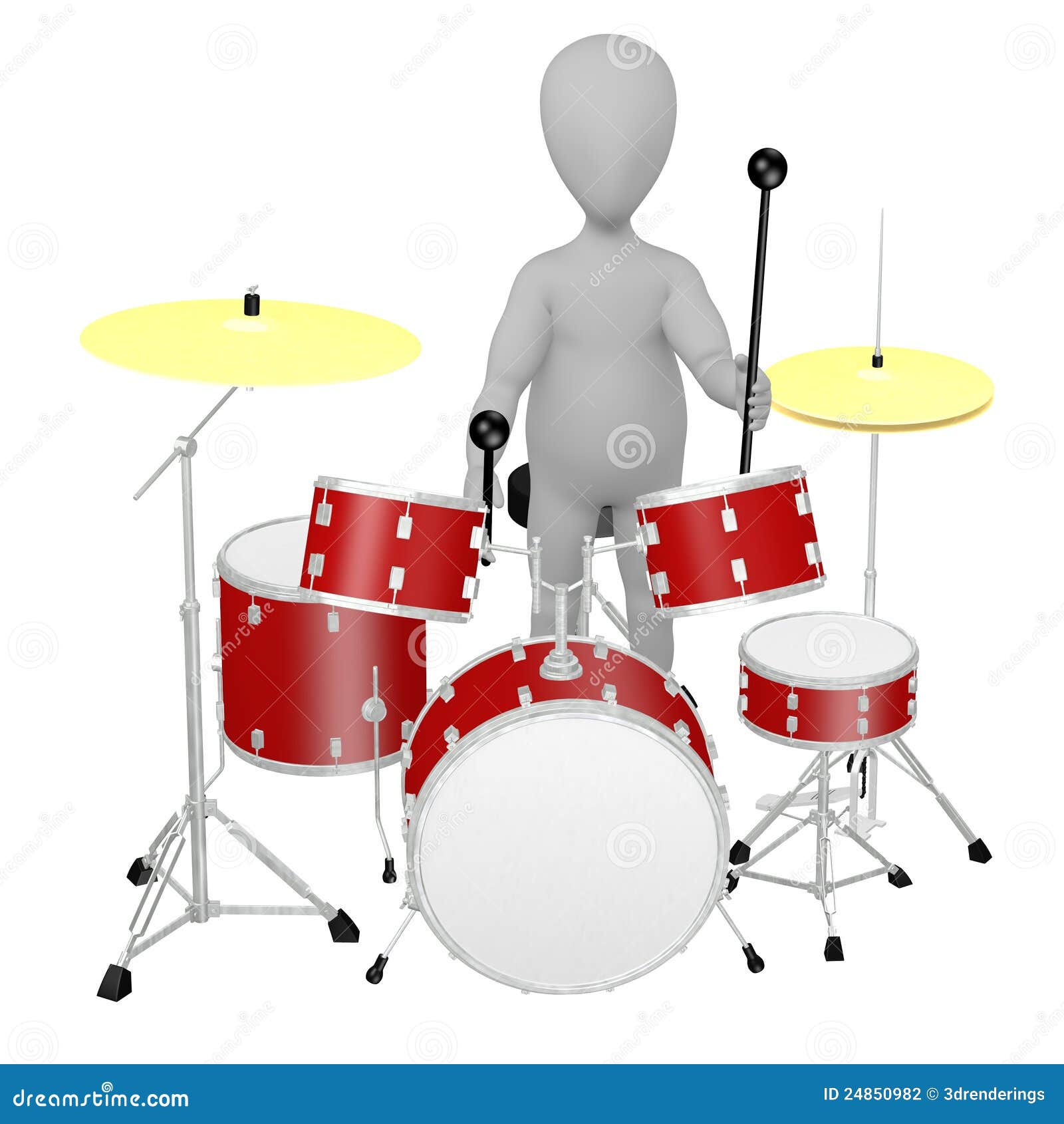 Cartoon Character with Drumset - Playing 3 Stock Illustration ...