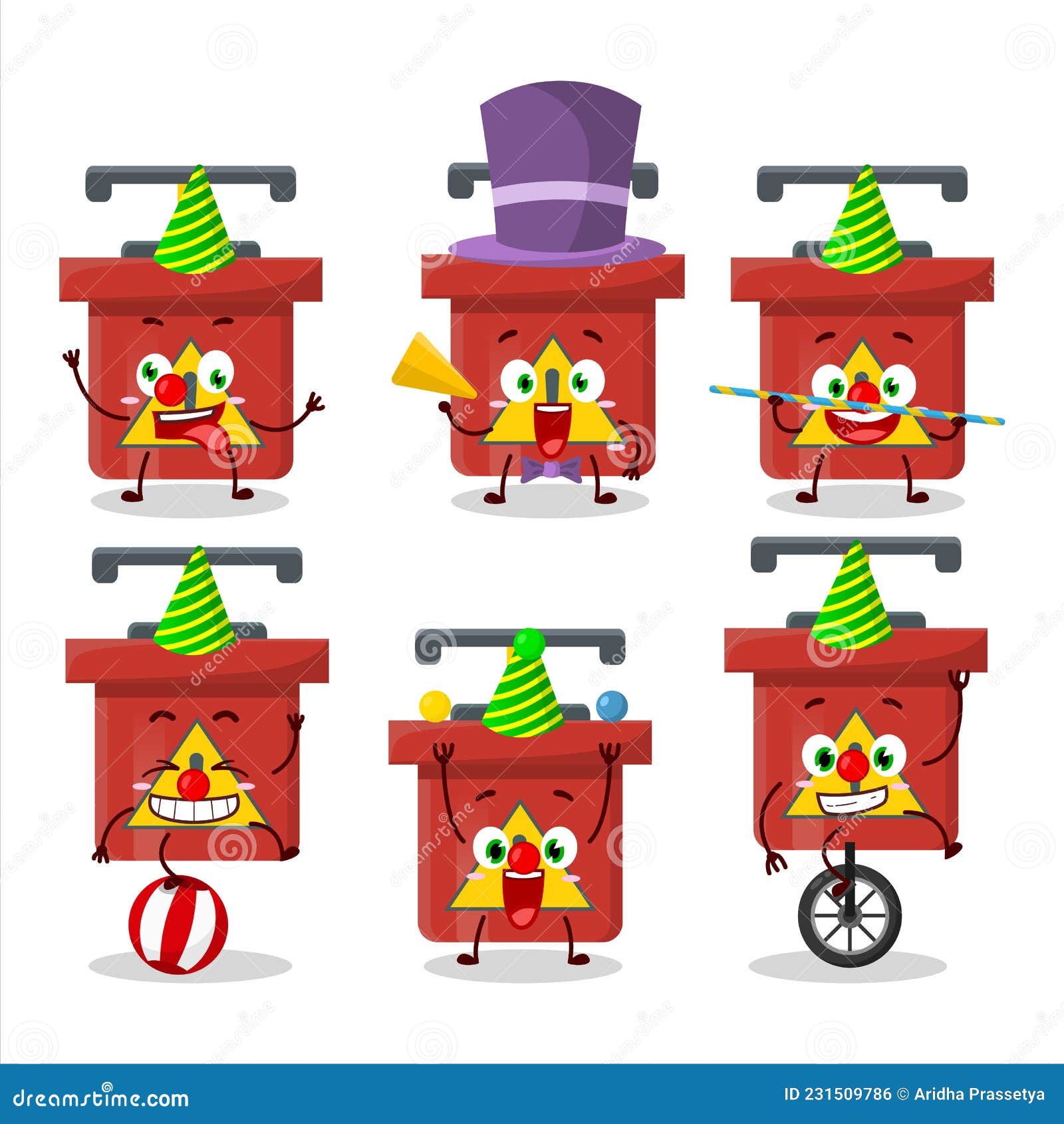Cartoon Character Of Dynamite Blasting Machine With Various Circus ...