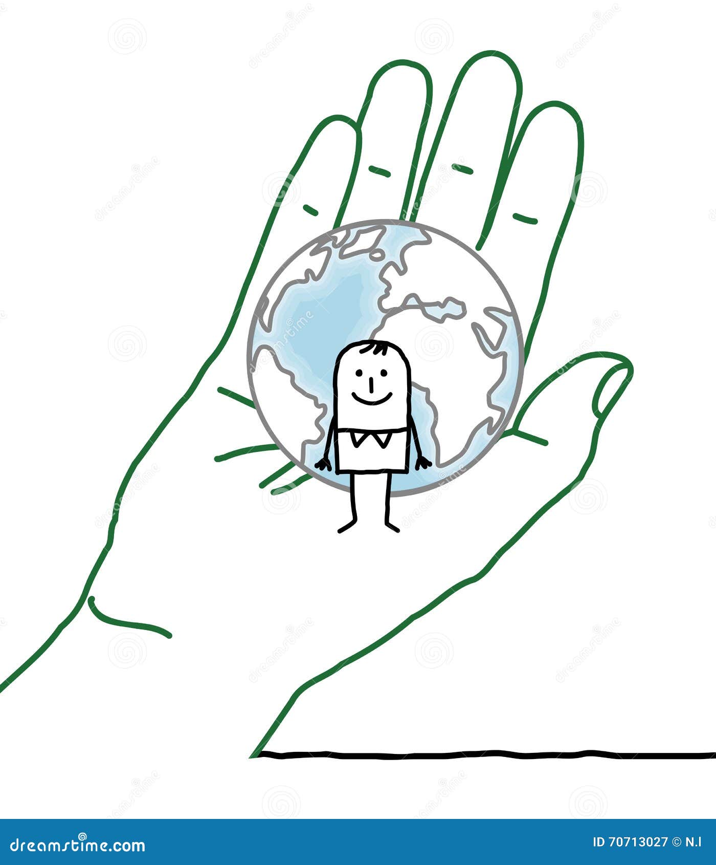 Cartoon Character - Earth and Man Stock Vector - Illustration of line ...