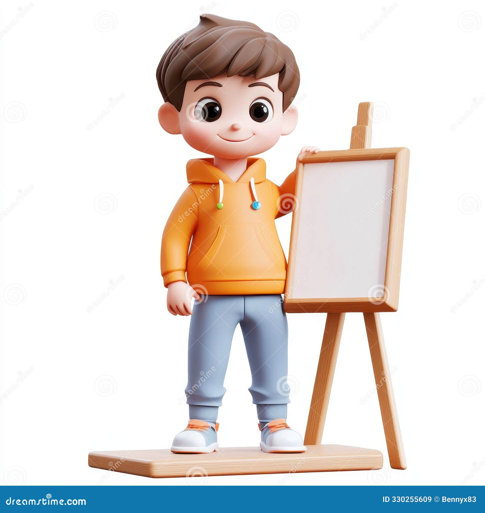 Cartoon Character with Easel in a School Art Setting Stock Illustration ...