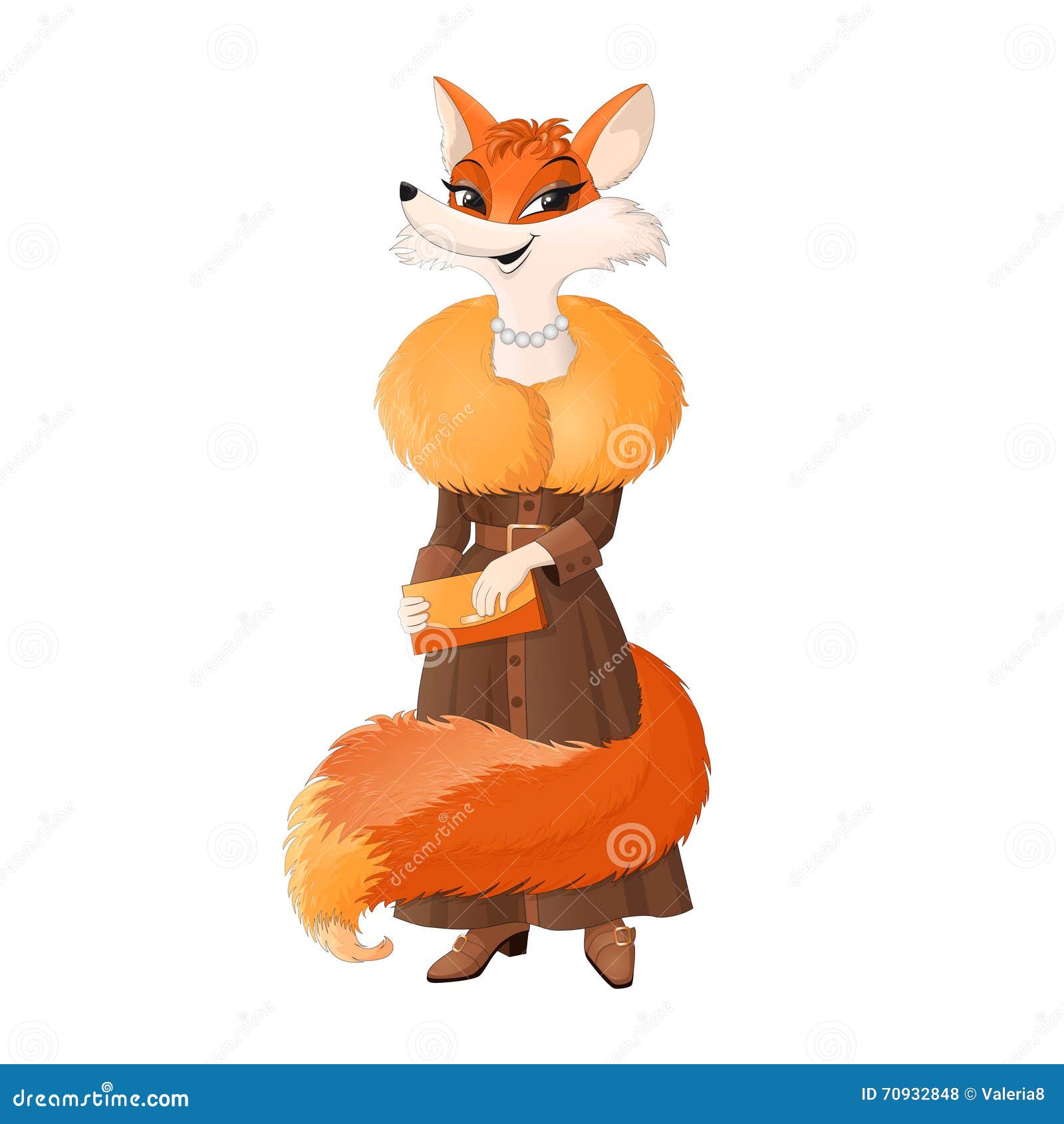 Cartoon Character of Elegant Fox with Chic Handbag Vector Stock Vector ...