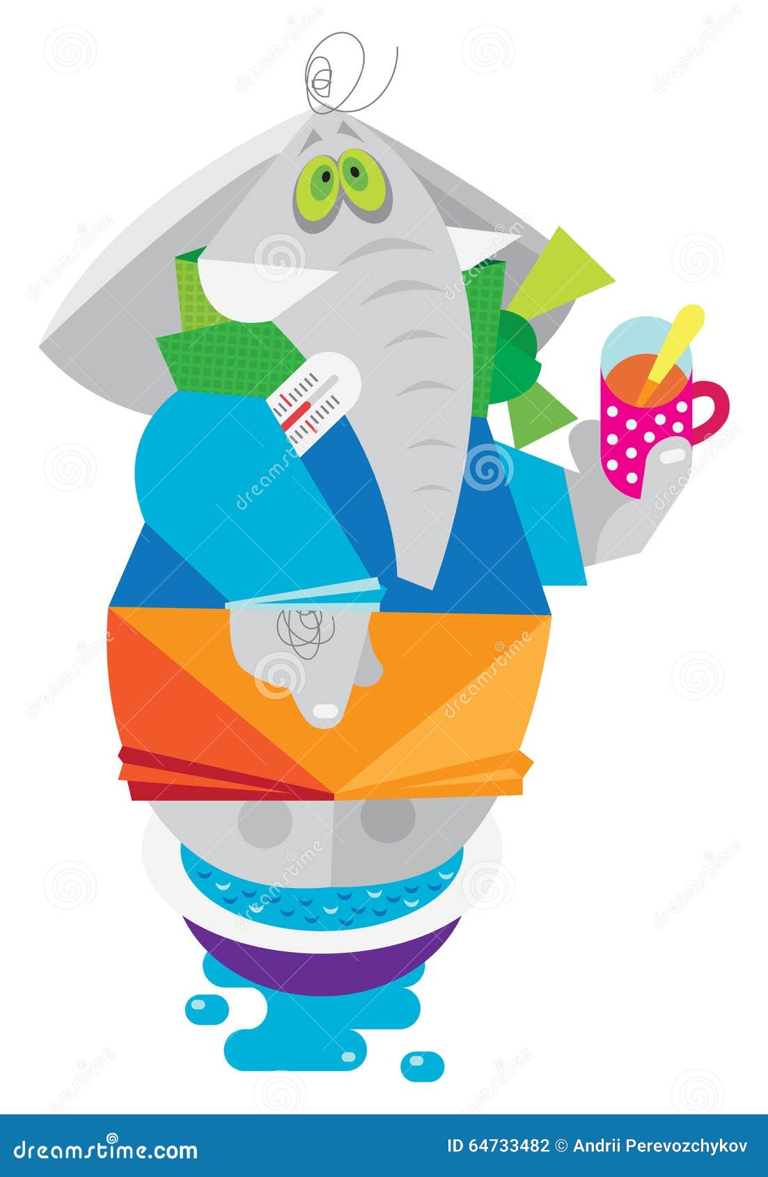 Cartoon Character. Elephant Cold And Treated Vector Illustration ...