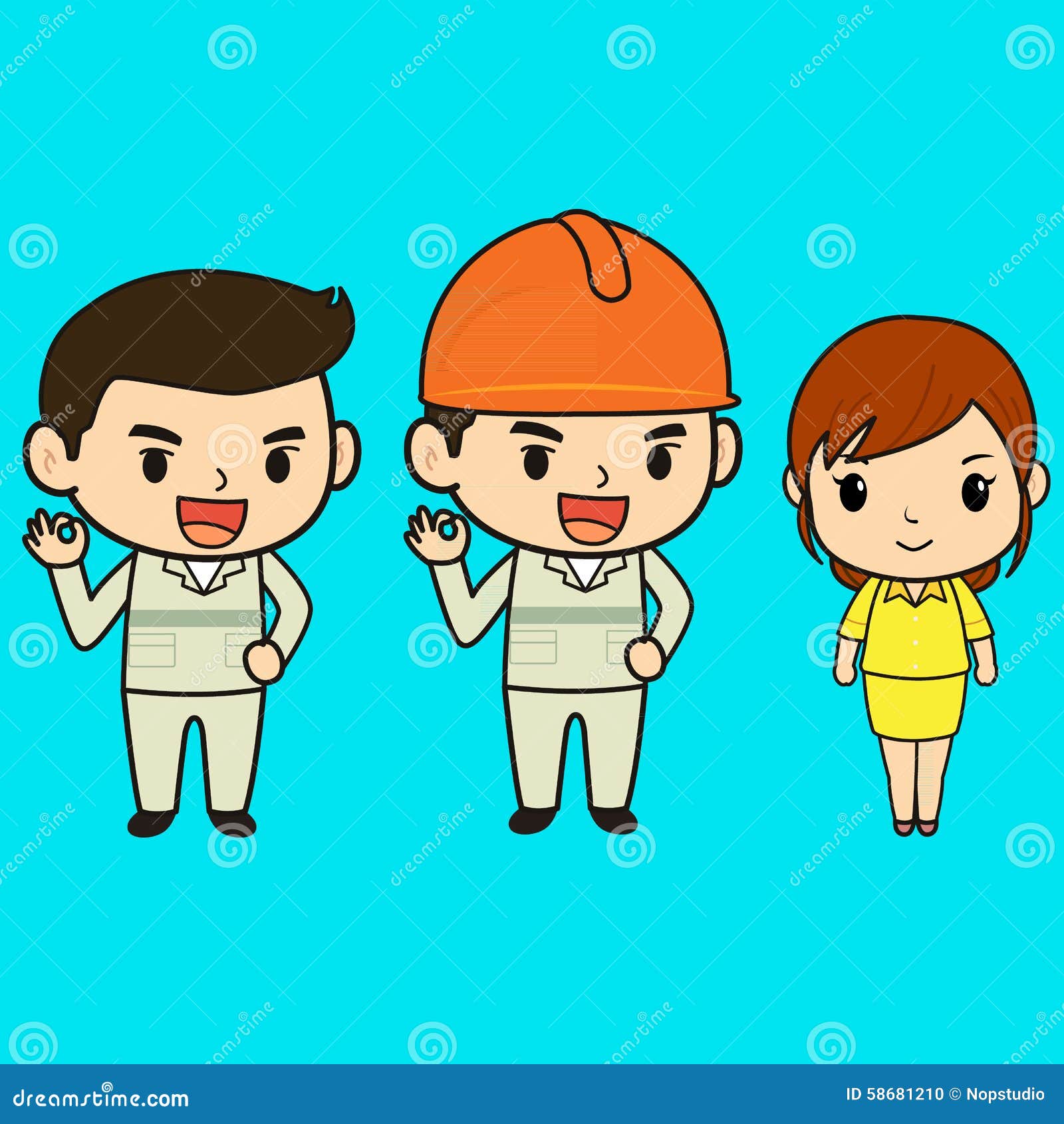 Cartoon Character of Engineer and Officer Stock Vector - Illustration ...