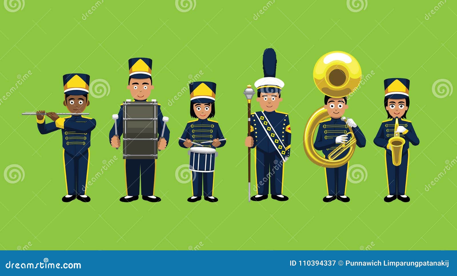 Marching Band Cute Cartoon Characters Vector Stock Vector ...