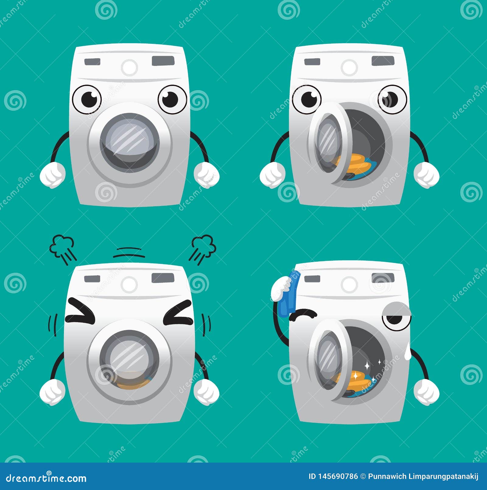 Washing Machine Character Cartoon Vector Illustration Stock Vector ...