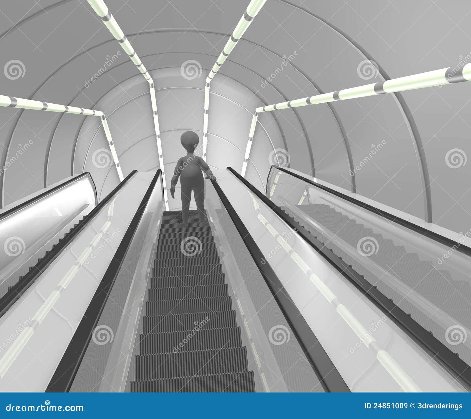 Cartoon Character on Escalator Stock Illustration - Illustration of ...
