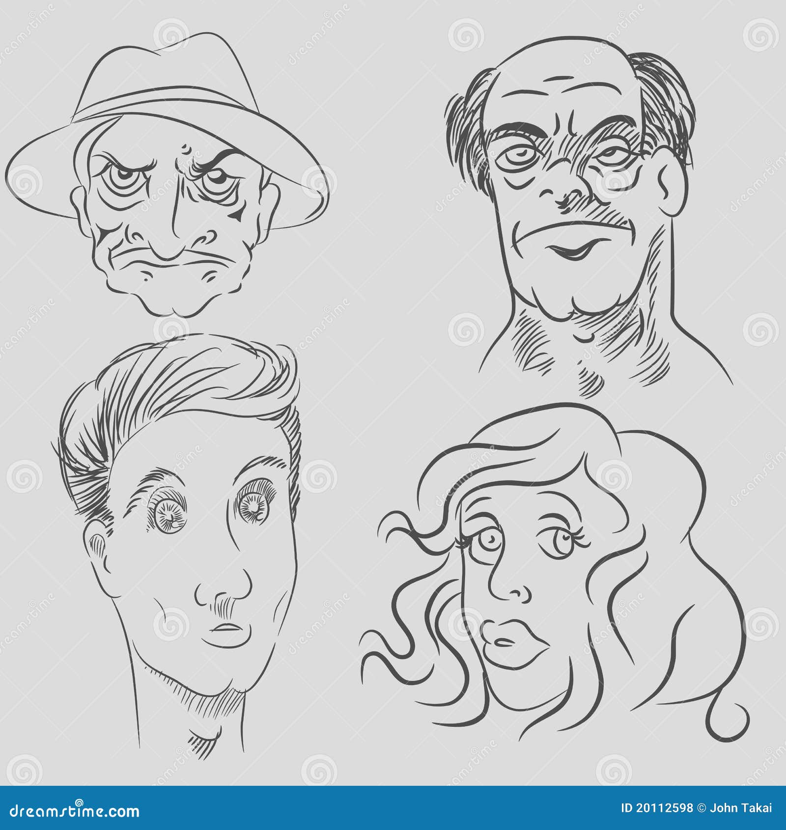 Character Faces Design. Set Of Man With Emoji Different Facial ...