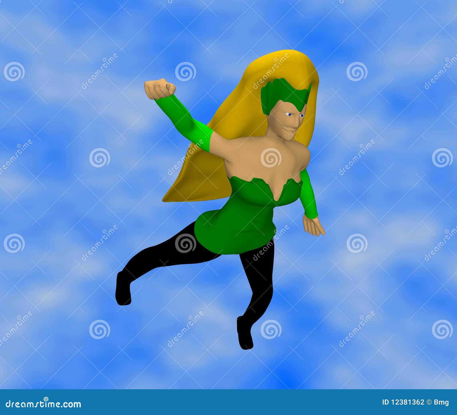 Cartoon Character Female in Flight Stock Illustration - Illustration of ...
