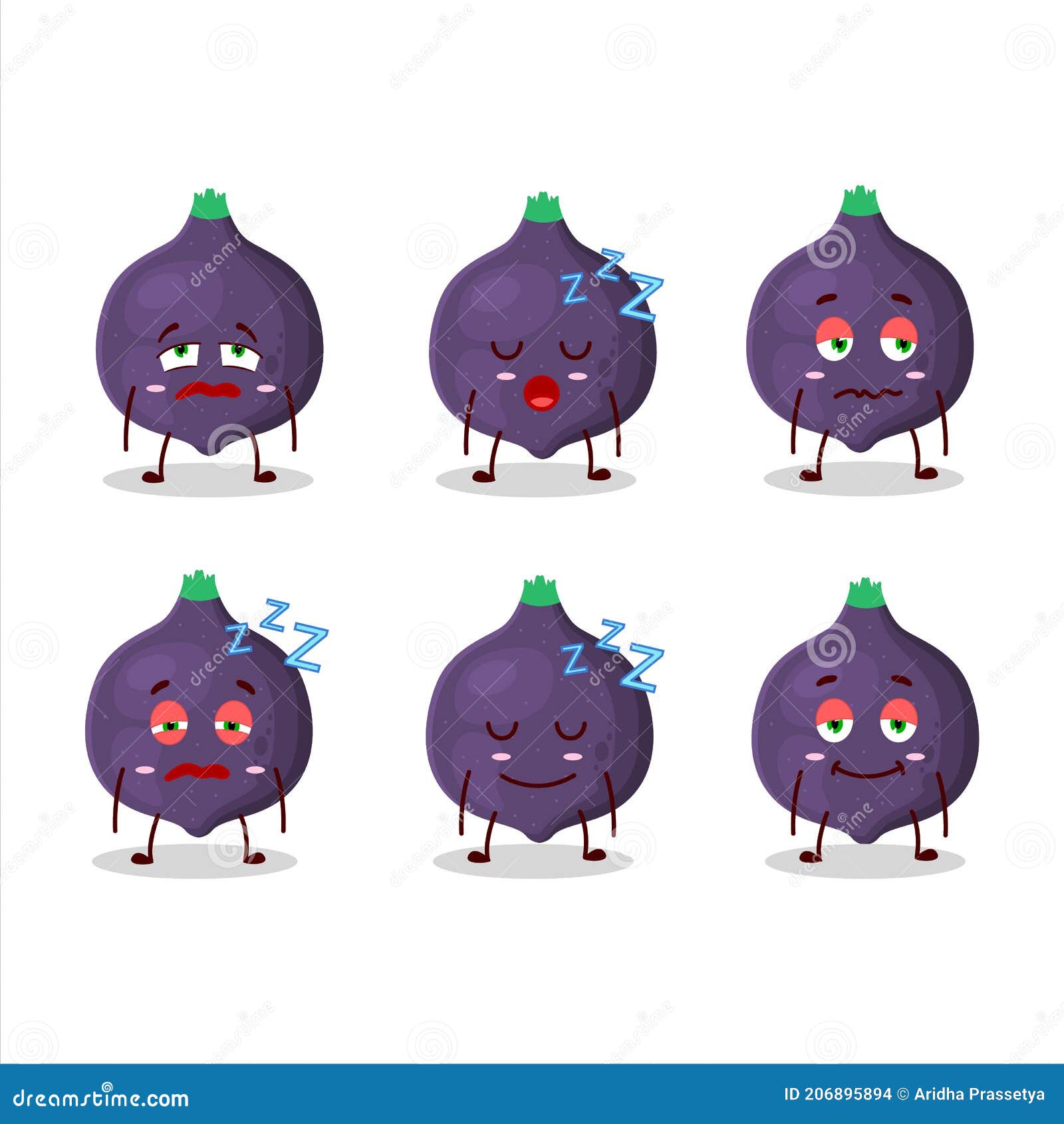 Cartoon Character of Fig with Sleepy Expression Stock Vector ...