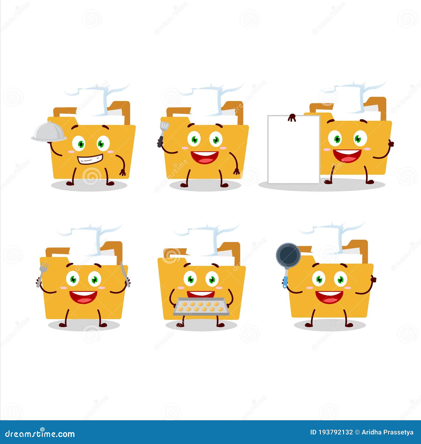Cartoon Character of File Folder a with Various Chef Emoticons Stock ...