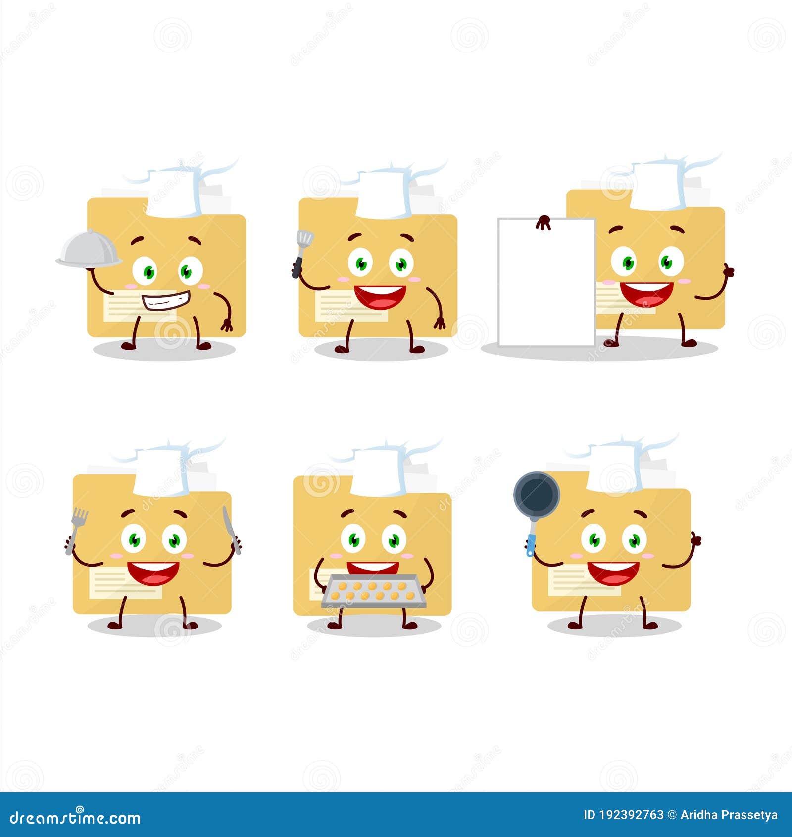 Cartoon Character of File Folder with Various Chef Emoticons Stock ...