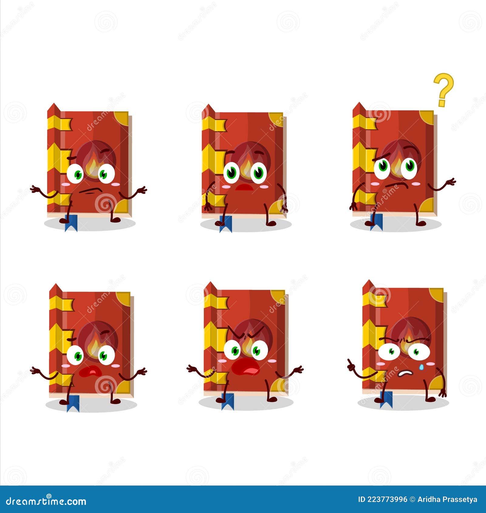 Cartoon Character of Fire Book of Magic with What Expression Stock ...