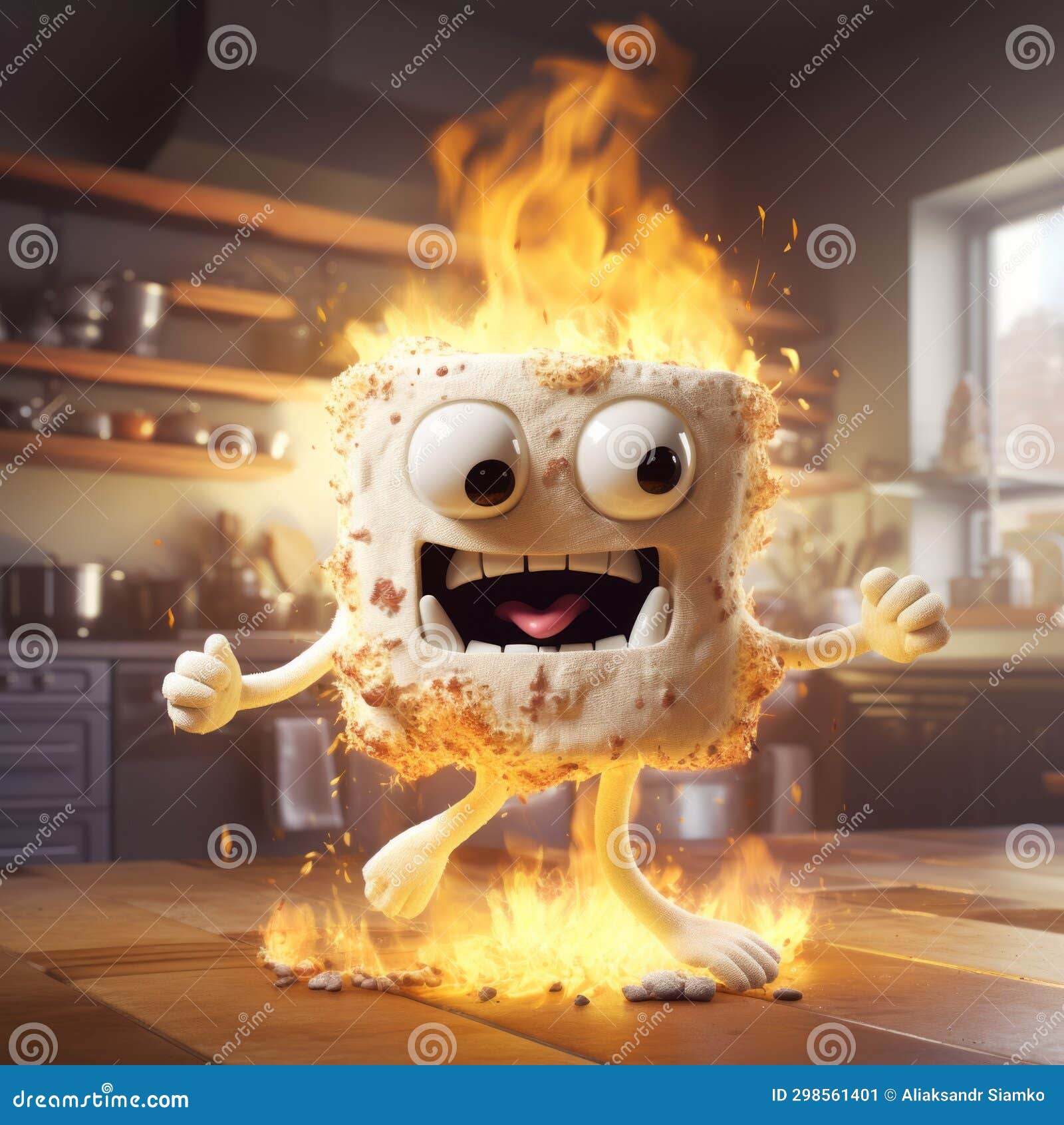 A Cartoon Character on Fire Stock Illustration - Illustration of face ...