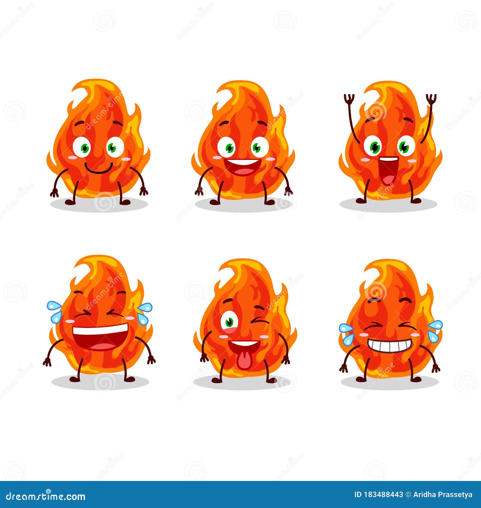Cartoon Character of Fire with Smile Expression Stock Vector ...