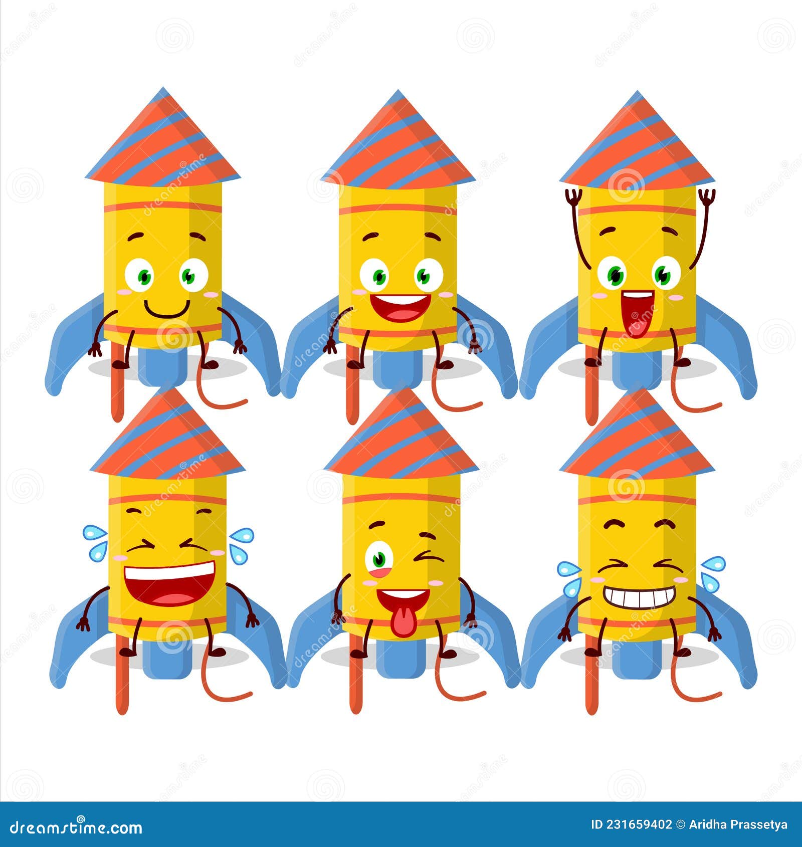 Cartoon Character of Firework Rocket Festival with Smile Expression ...