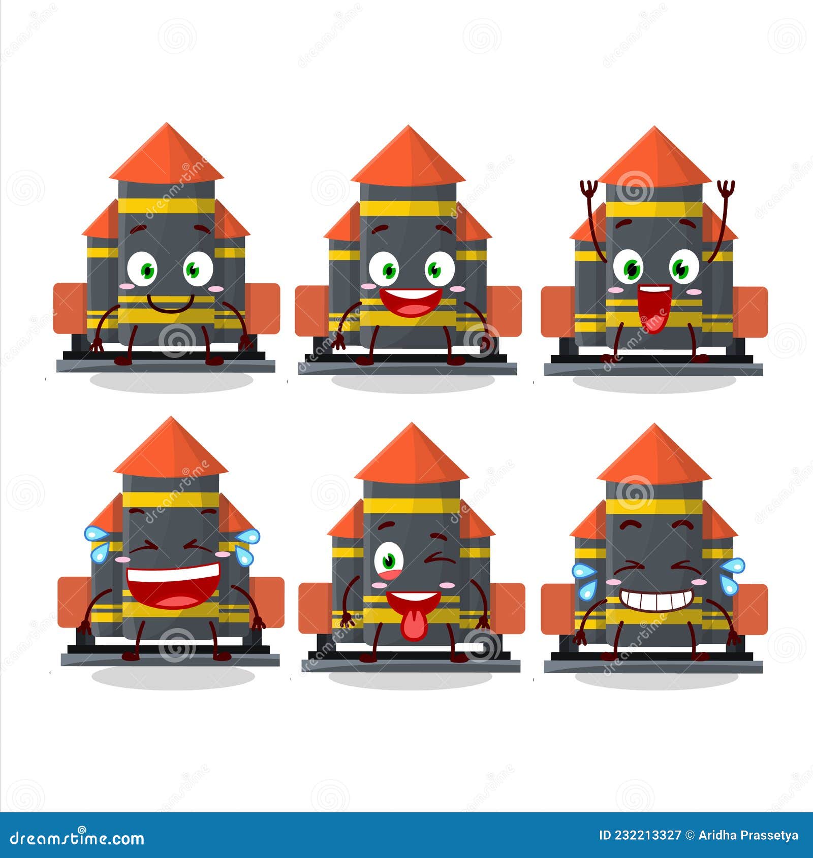 Cartoon Character of Firework Rocket Launcher with Smile Expression ...