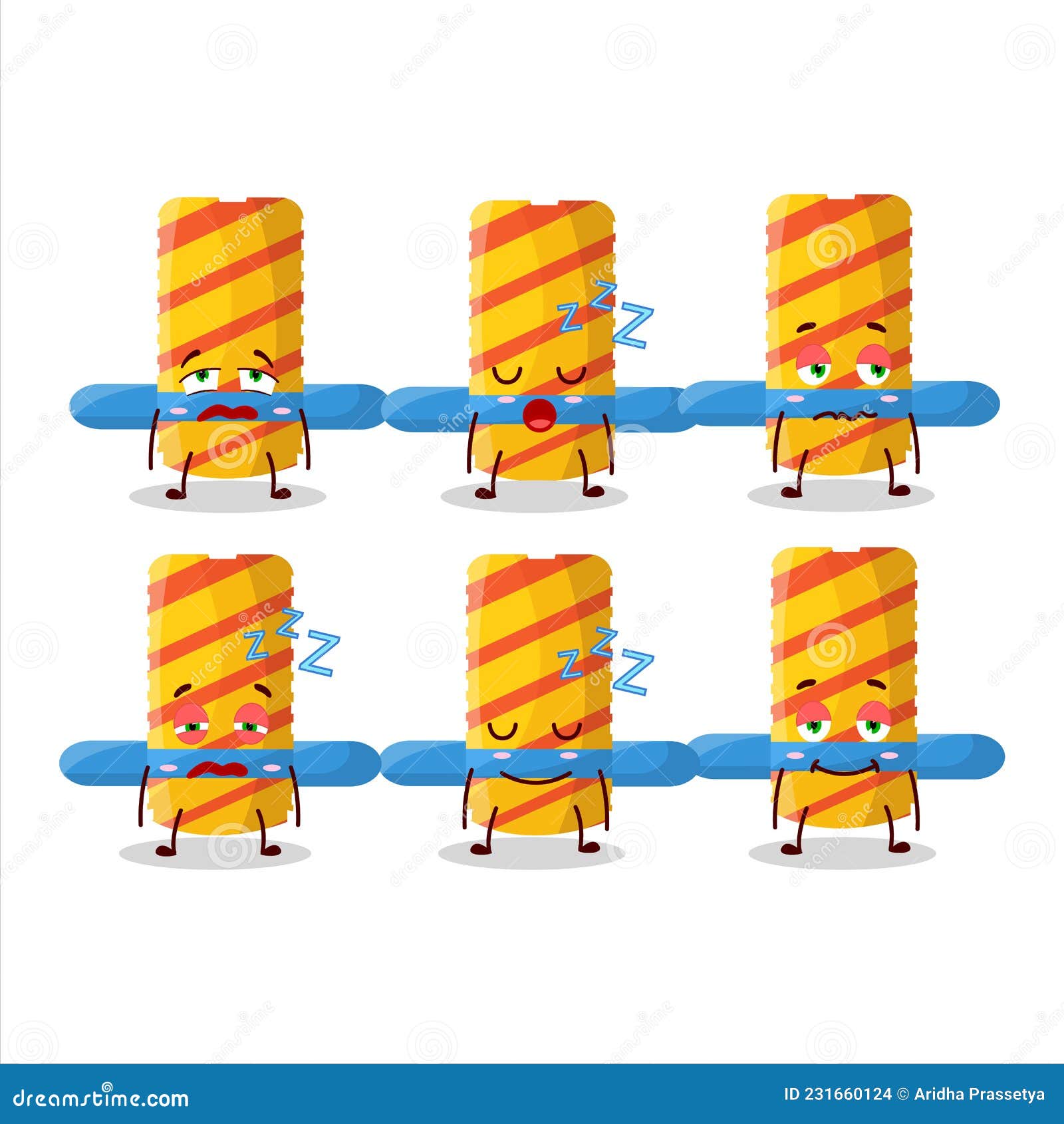 Cartoon Character of Firework Spinner with Sleepy Expression Stock ...