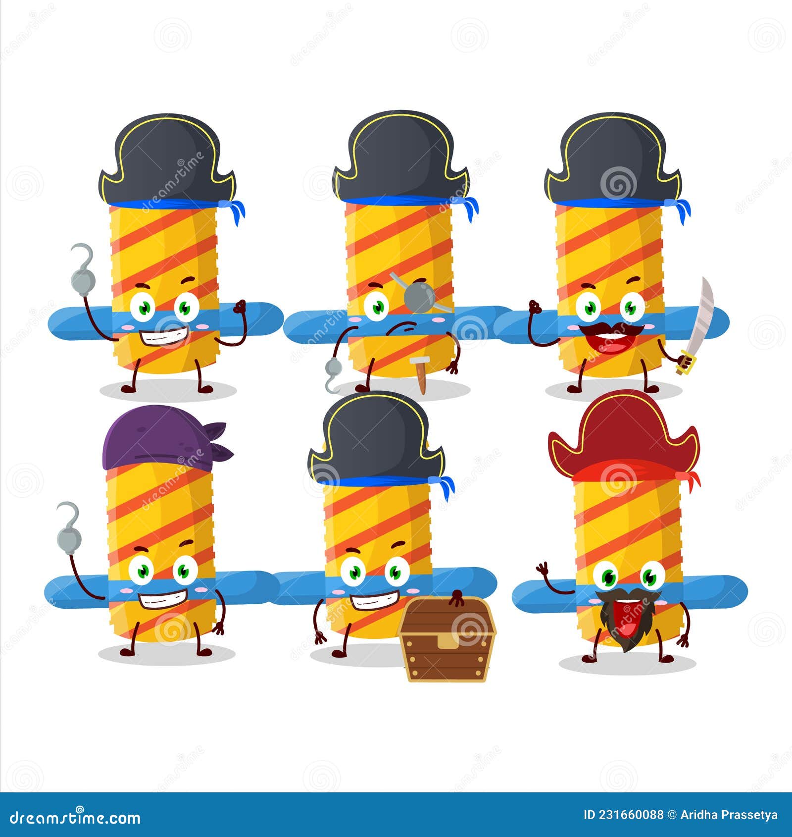 Cartoon Character of Firework Spinner with Various Pirates Emoticons ...