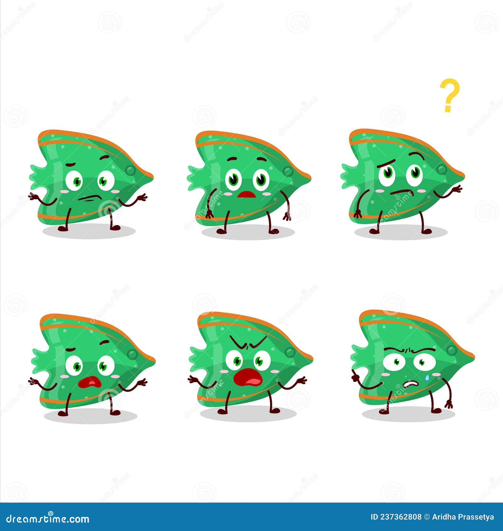 Cartoon Character of Fish Green Gummy Candy with What Expression Stock ...