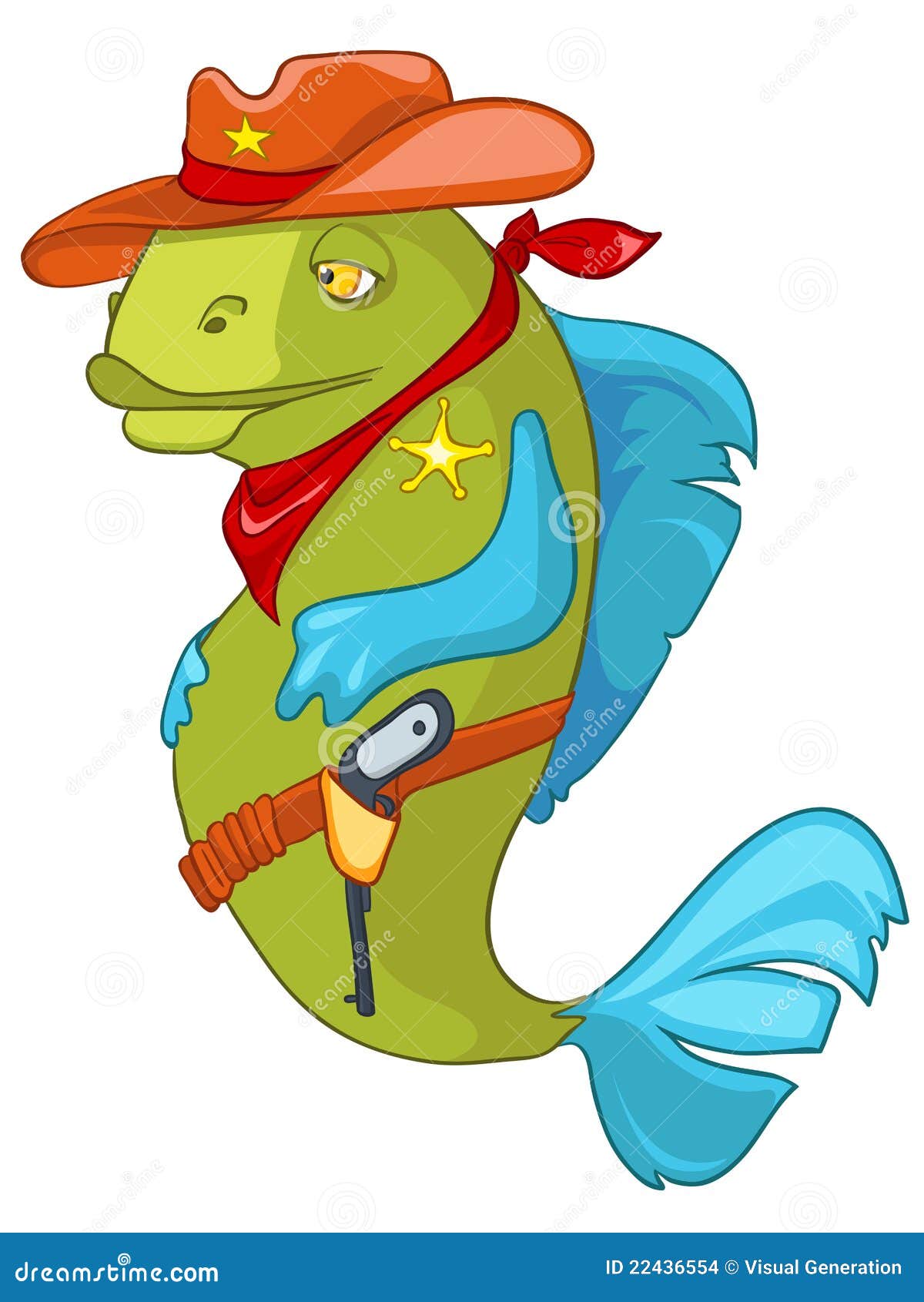 Cartoon Character Fish Sheriff Stock Vector - Illustration of adorable ...