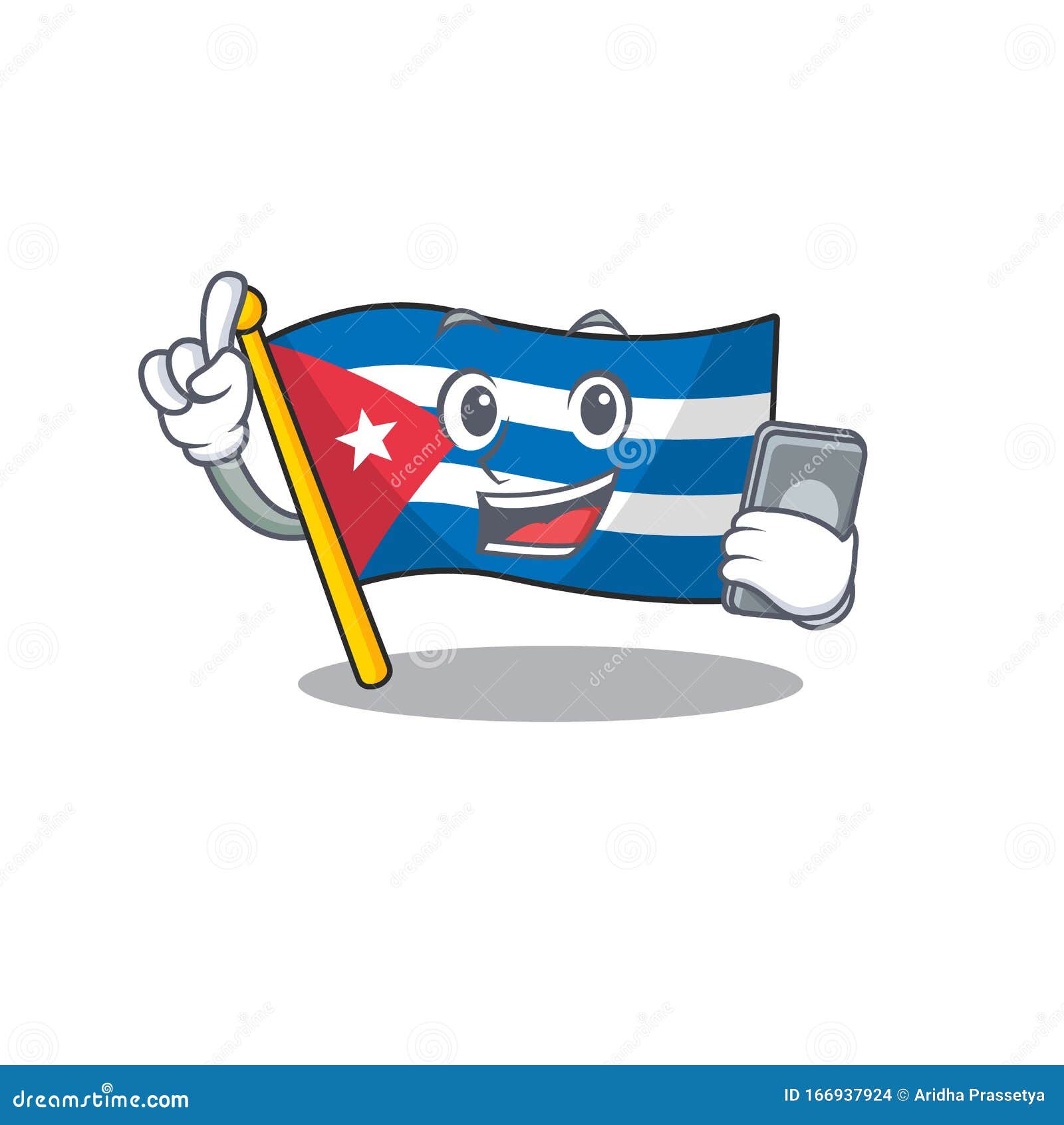Cartoon Character of Flag Cuba Scroll Speaking with Phone Stock Vector ...