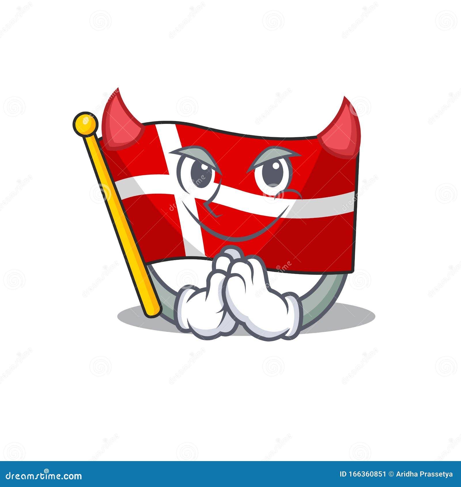 Cartoon Character of Flag Denmark on a Devil Gesture Design Stock ...