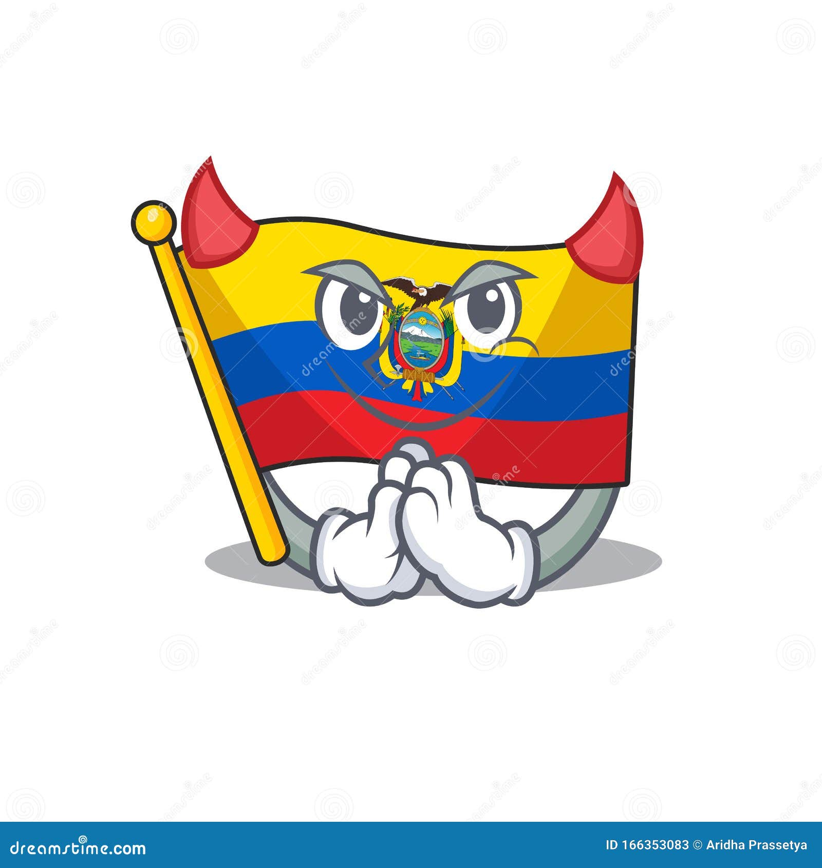 Cartoon Character of Flag Ecuador on a Devil Gesture Design Stock ...