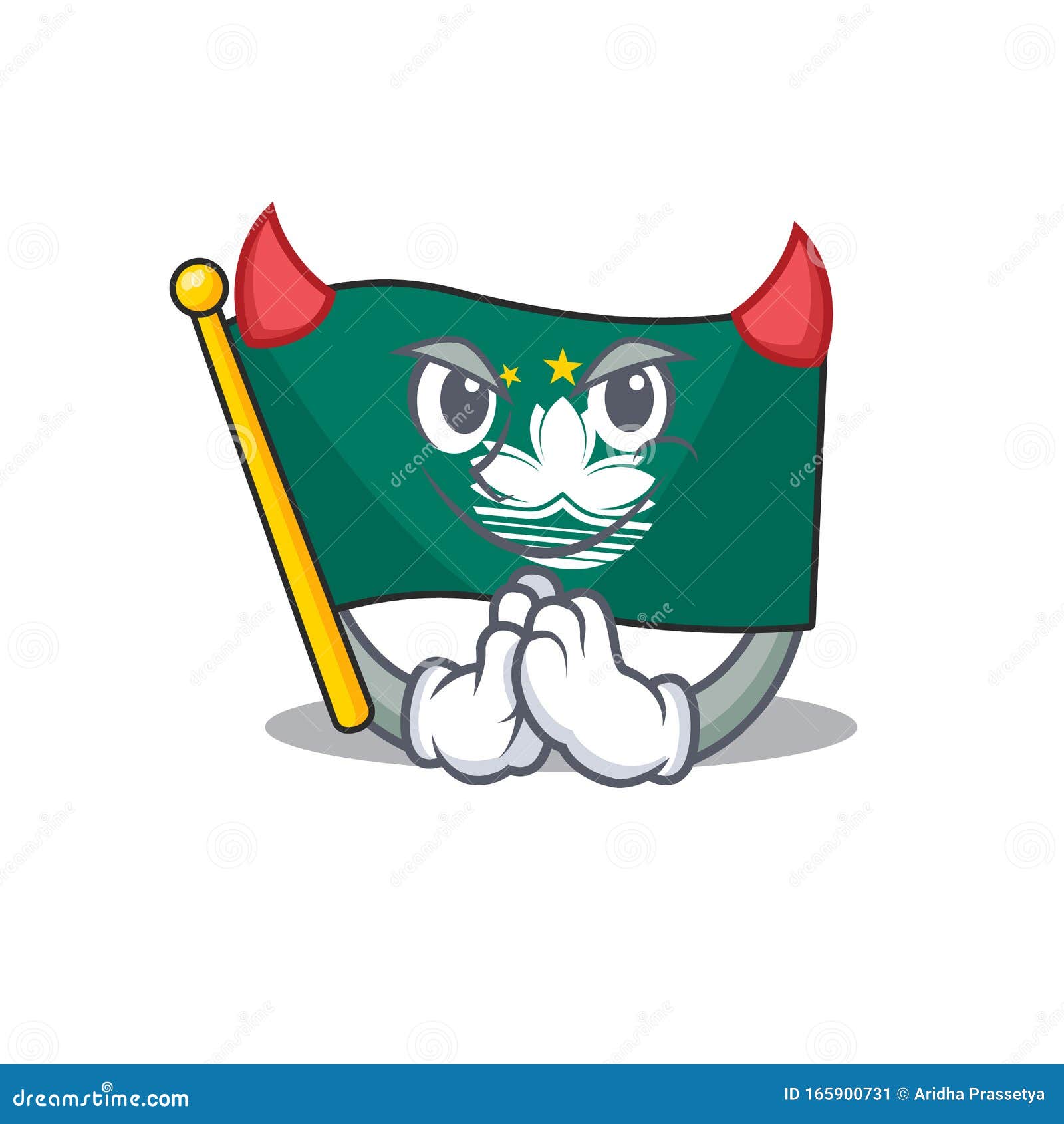 Cartoon Character of Flag Macau on a Devil Gesture Design Stock Vector ...