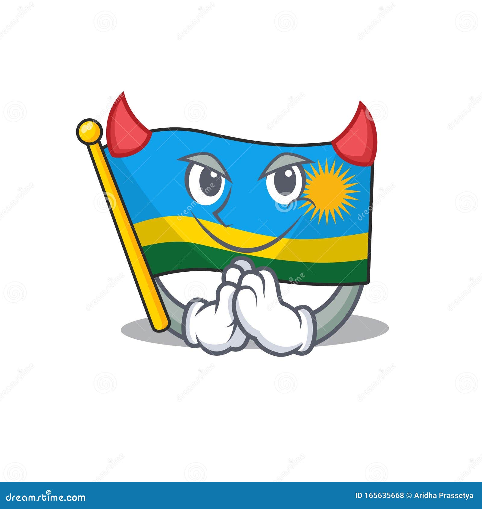 Cartoon Character of Flag Rwanda on a Devil Gesture Design Stock Vector ...