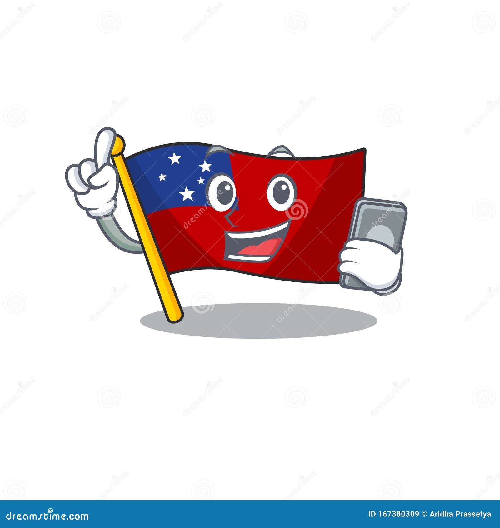 Cartoon Character of Flag Samoa Scroll Speaking with Phone Stock Vector ...
