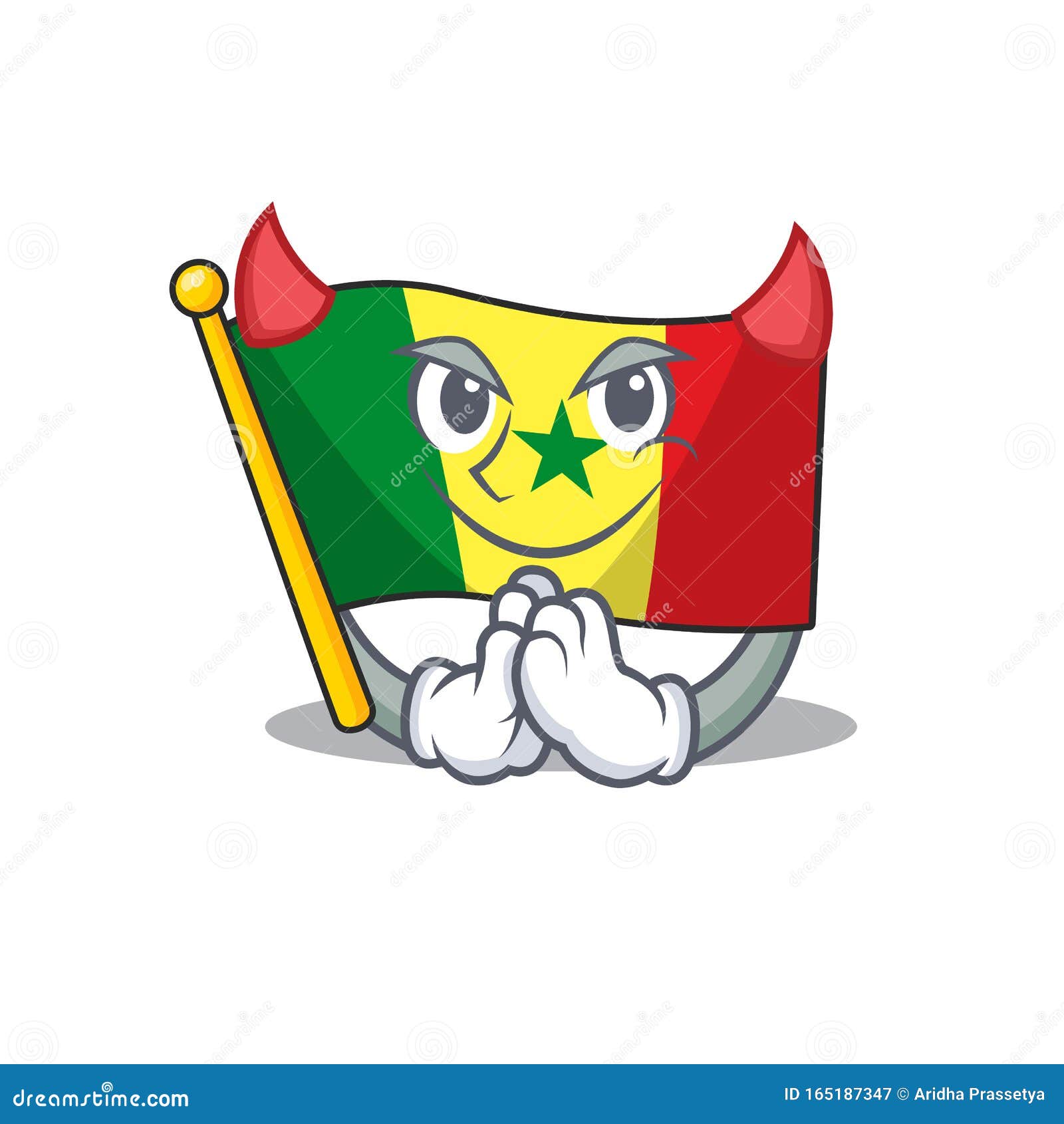 Cartoon Character of Flag Senegal on a Devil Gesture Design Stock ...
