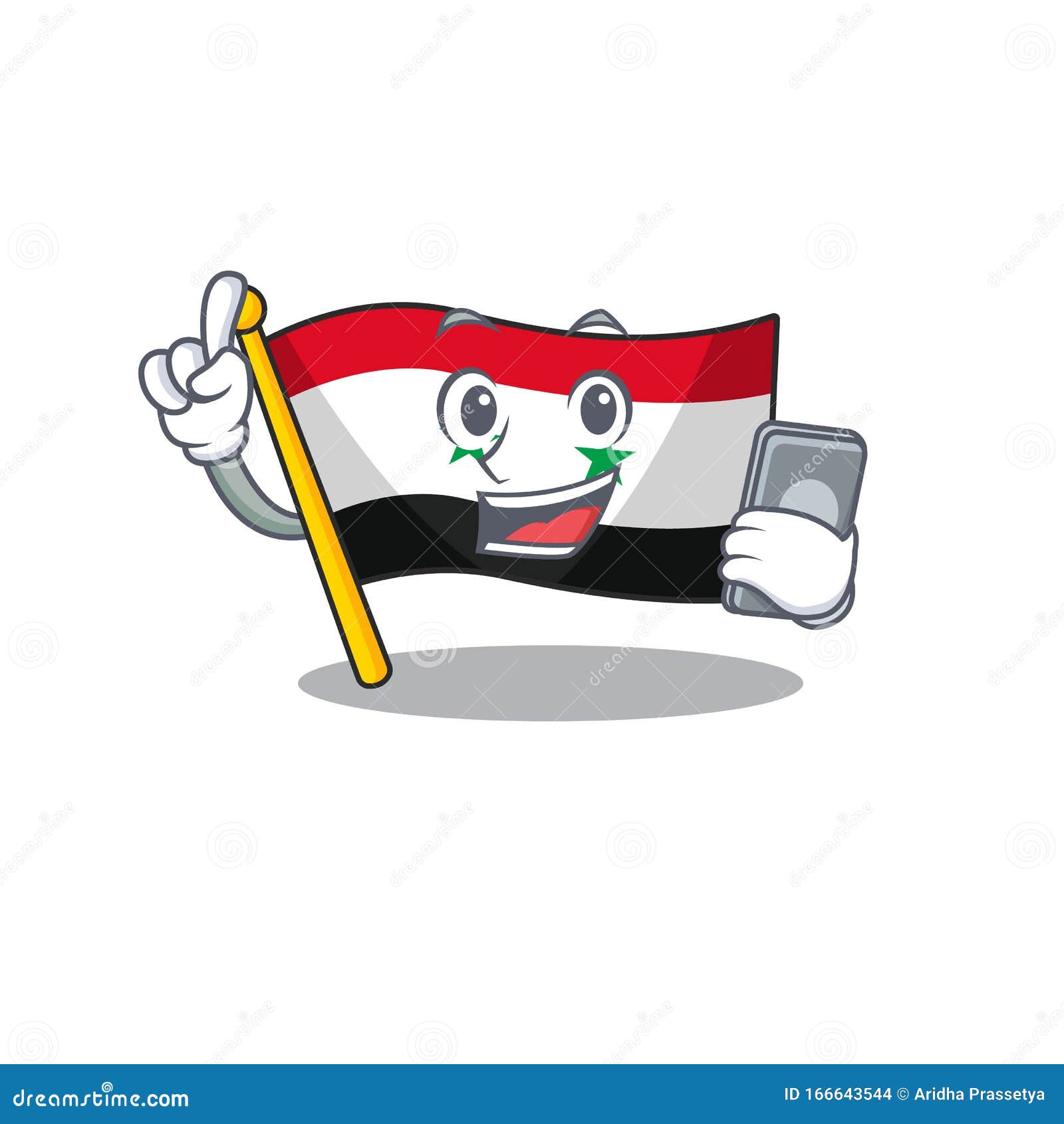 Cartoon Character of Flag Syria Scroll Speaking with Phone Stock Vector ...