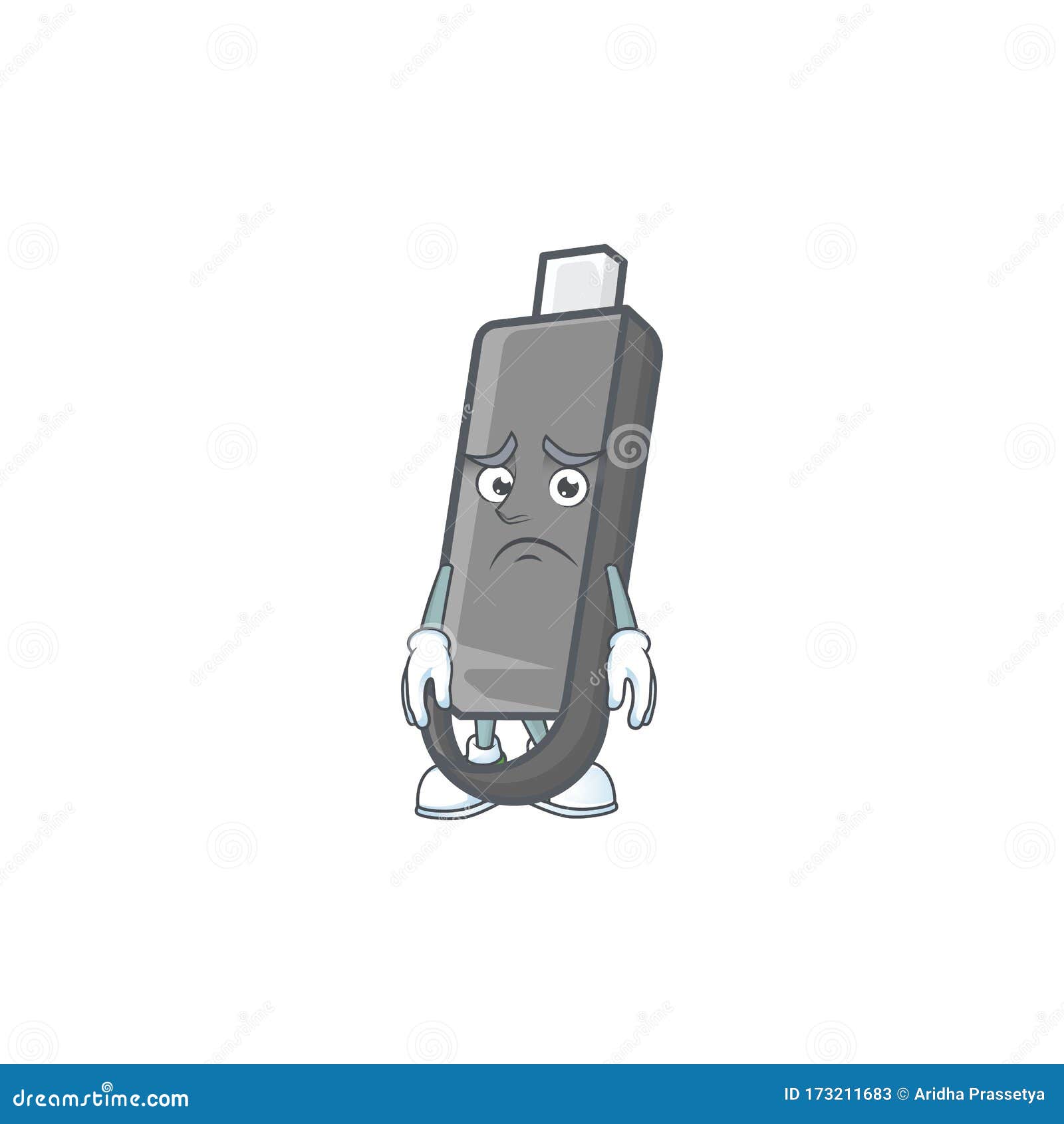 Cartoon Character of a Flashdisk Having an Afraid Face Stock Vector ...
