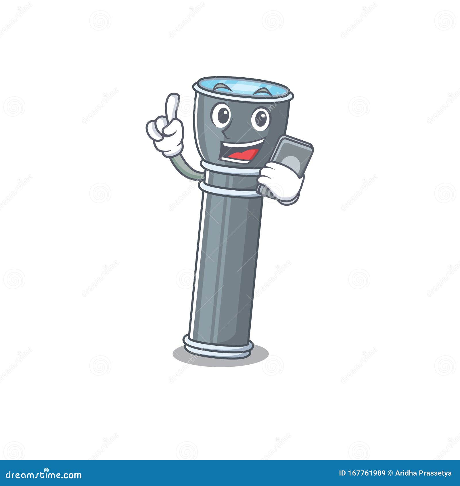 Cartoon Character of Flashlight Scroll Speaking with Phone Stock Vector ...