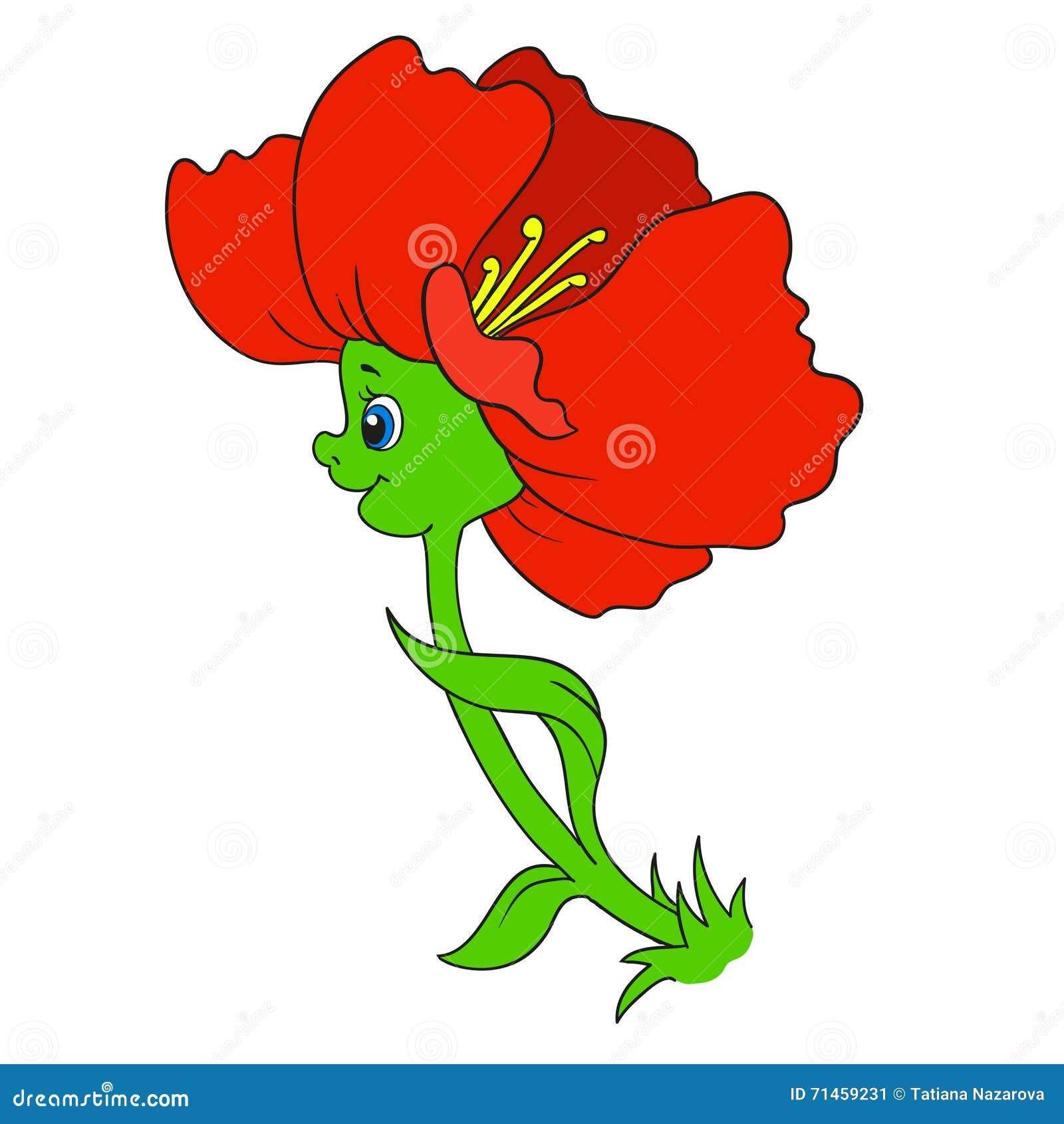 Cartoon character flower. stock illustration. Illustration of ...