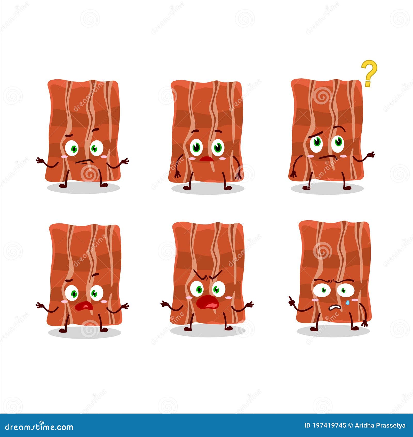 Cartoon Character of Fried Bacon with What Expression Stock Vector ...