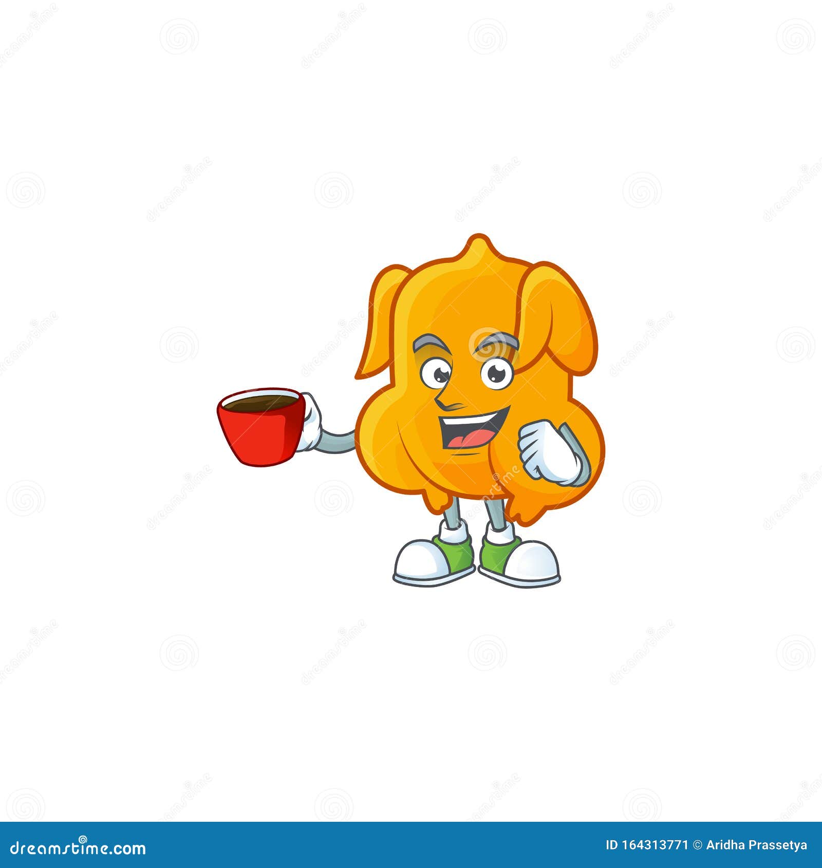 Cartoon Character Fried Chicken with Mascot Drinking in Cup Stock ...