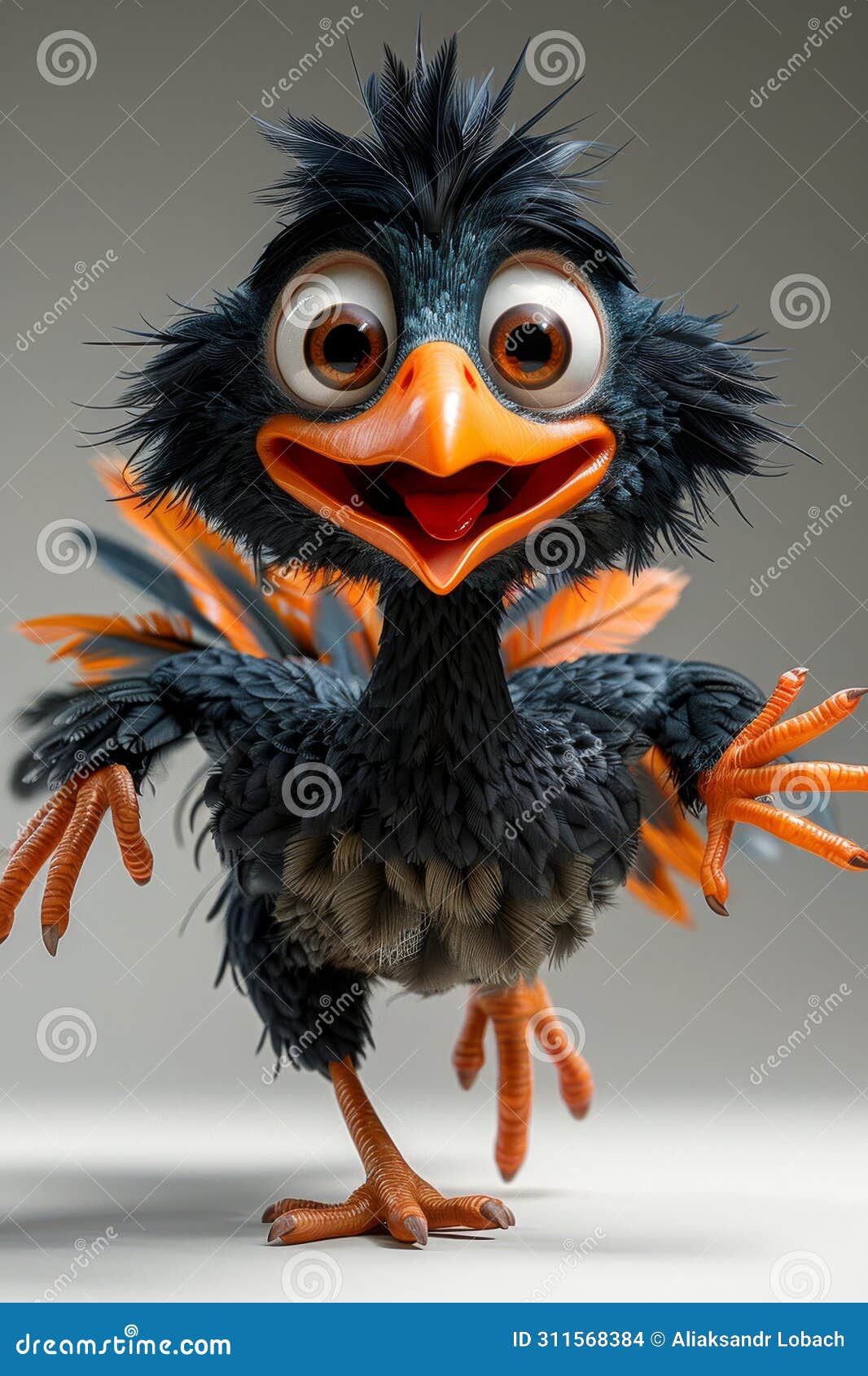 A Cartoon Character of a Funny Chicken. 3d Illustration Stock ...