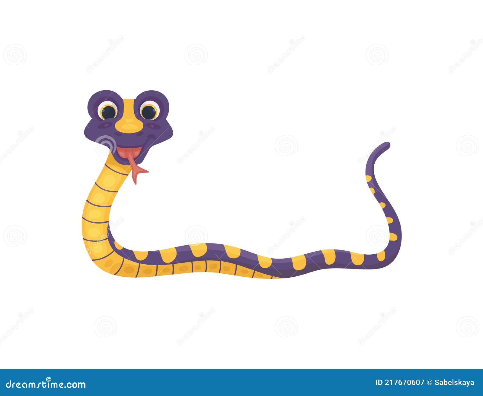 Cartoon Character of Funny Comic Snake, Flat Vector Illustration ...