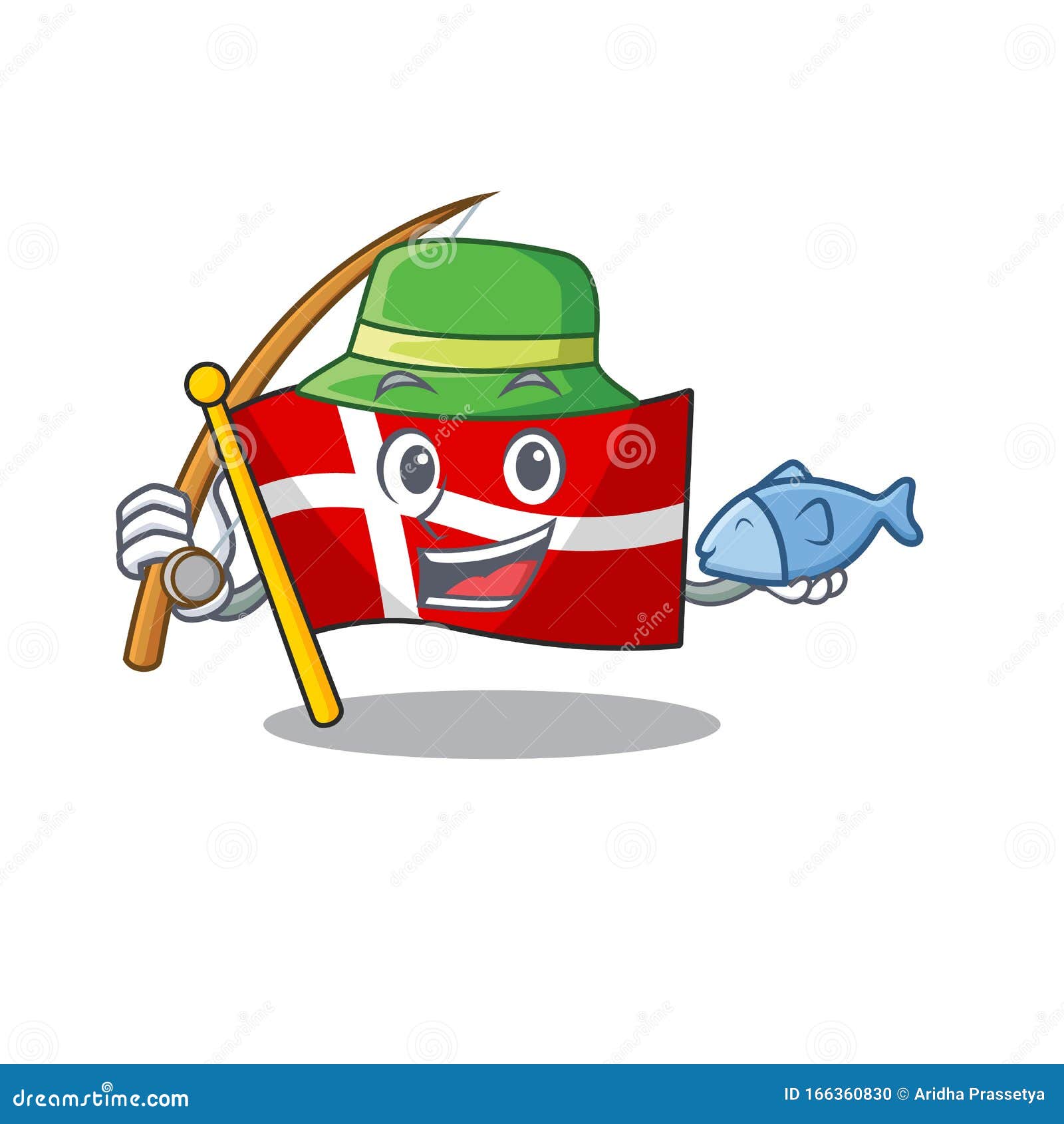 Cartoon Character of Funny Fishing Flag Denmark Design Stock Vector ...