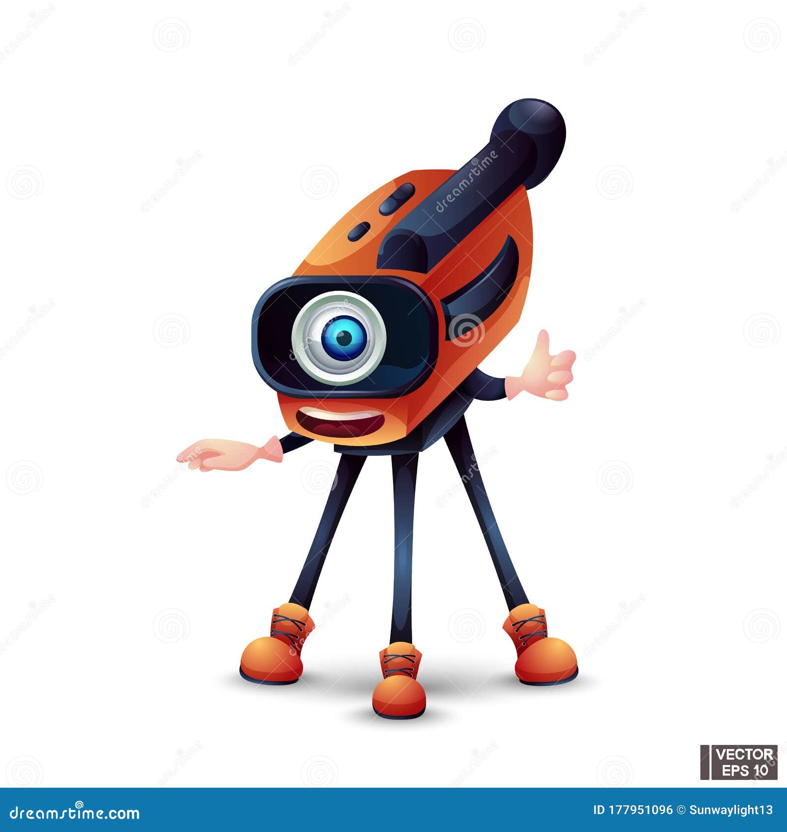 Cartoon Character Funny Orange Camcorder Shows Class Stock Vector ...