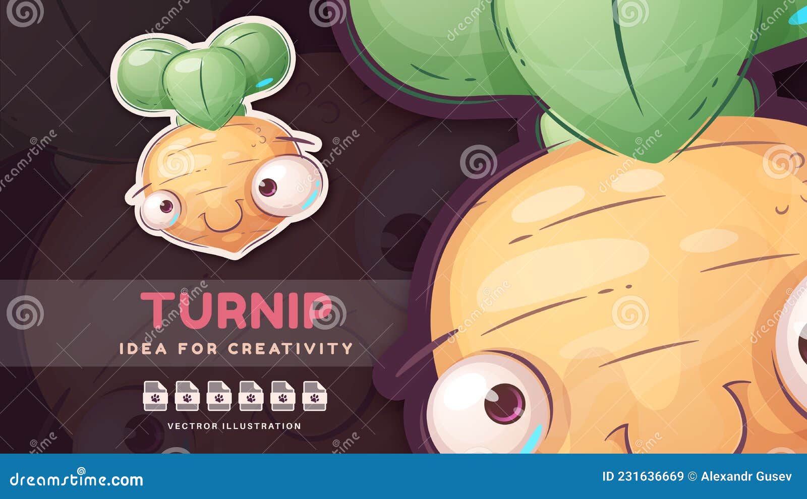 Cartoon Character Funny Turnip - Cute Sticker. Stock Vector ...