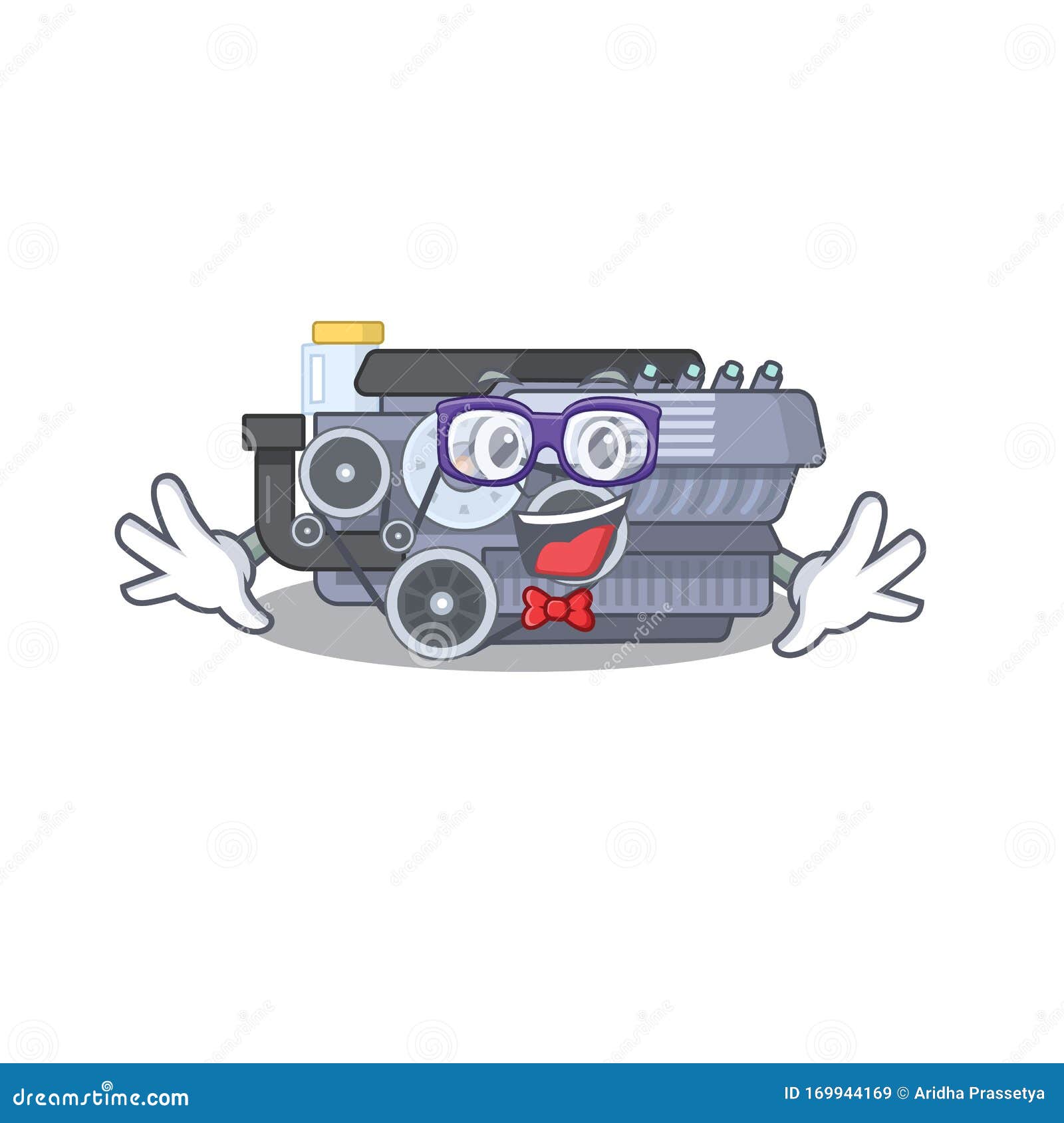 Cartoon Character of Geek Combustion Engine Design Stock Vector ...