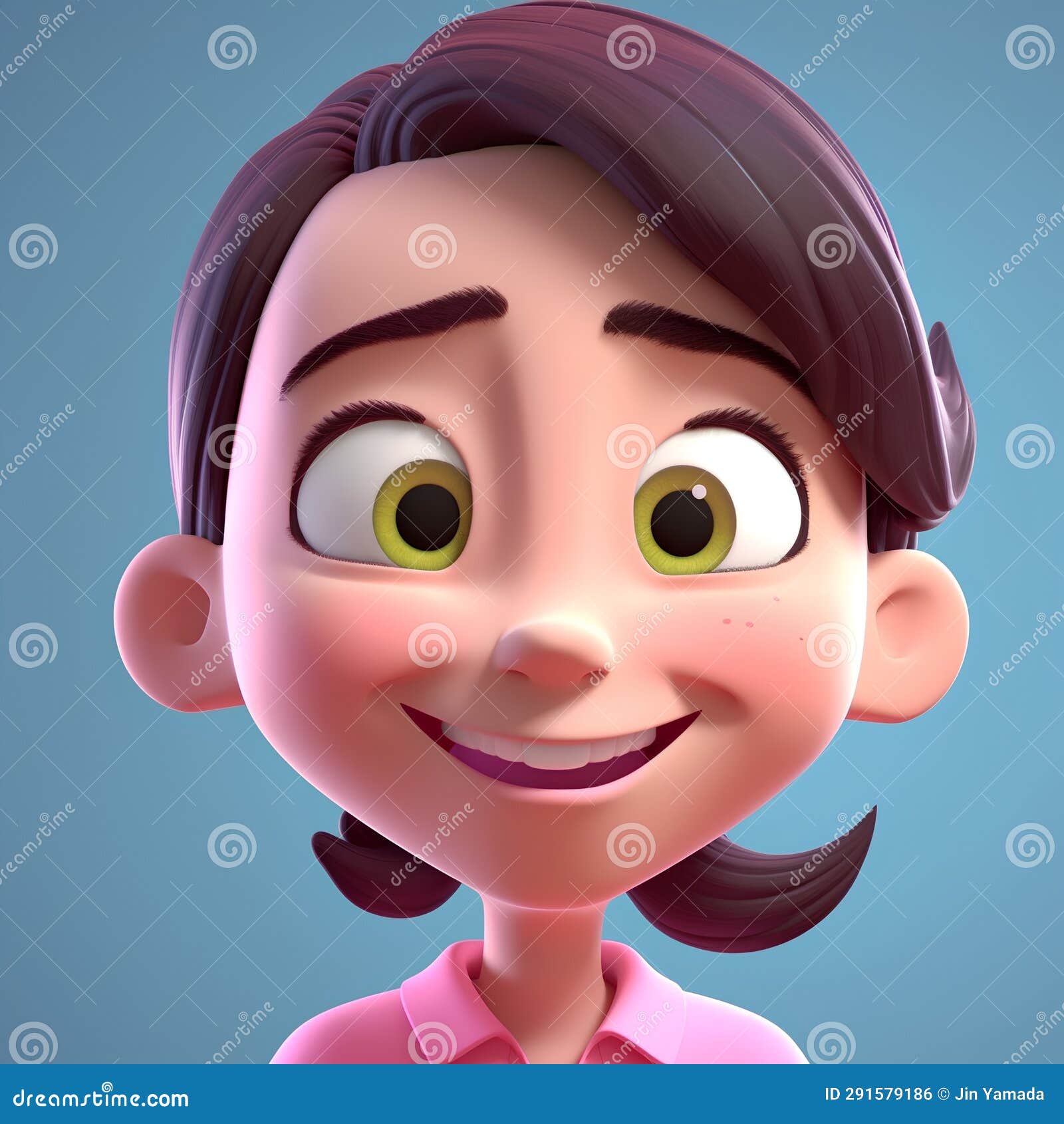 Cartoon Character of a Girl with a Happy Expression on Her Face Stock ...