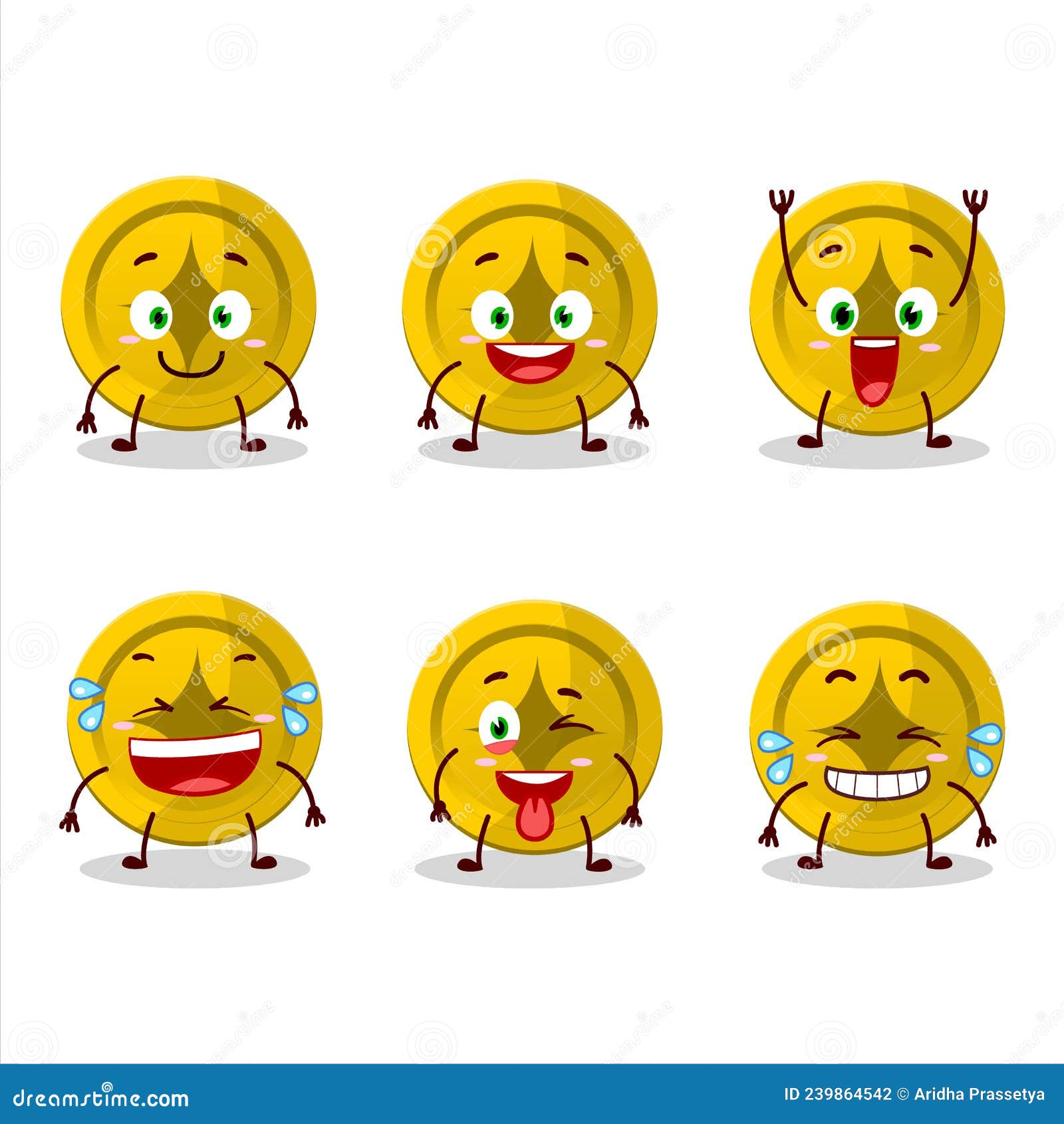 Cartoon Character of Gold Coin with Smile Expression Stock Vector ...
