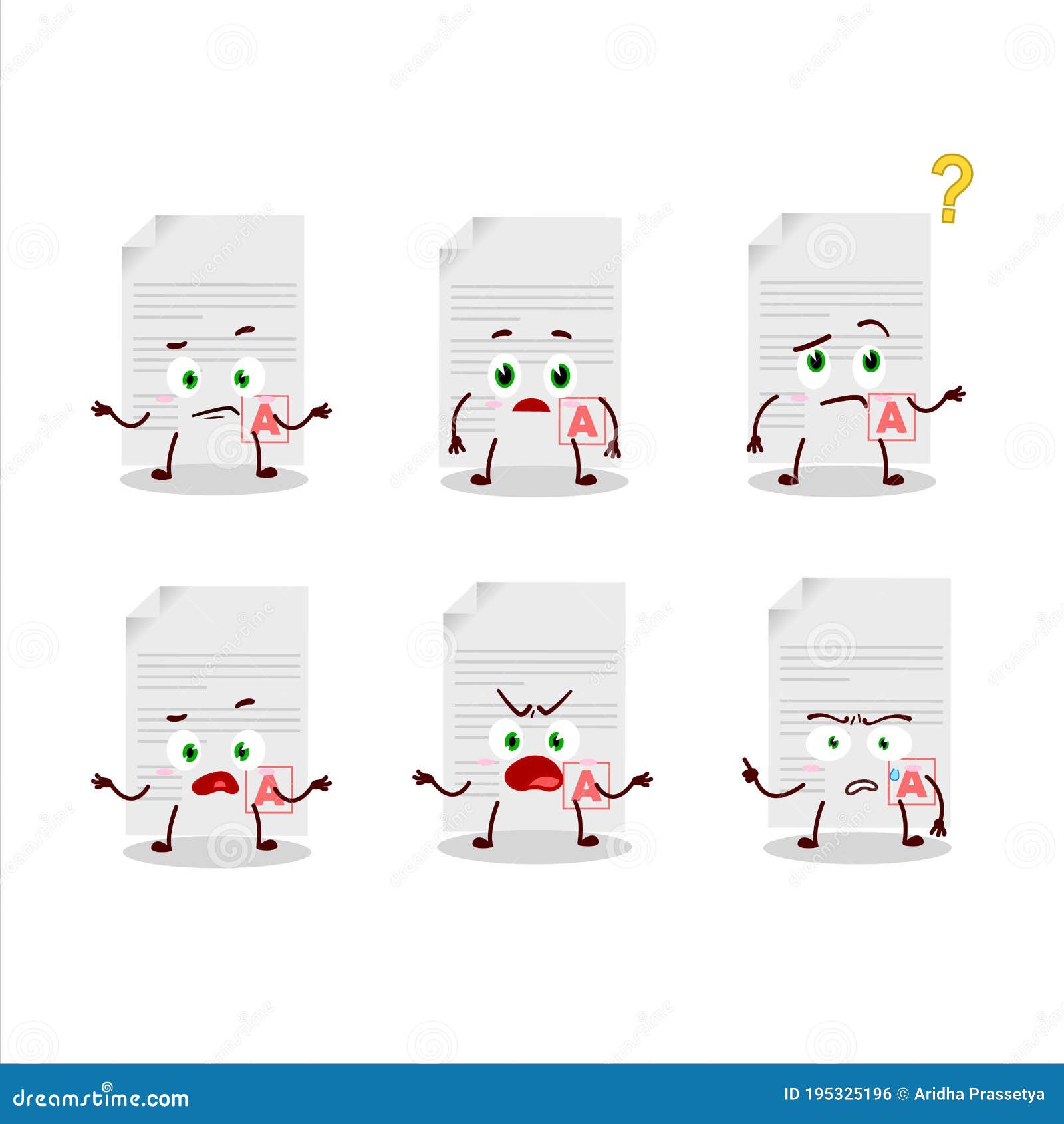 Grades Paper Cartoon Character With Cute Emoticon Bring Money ...