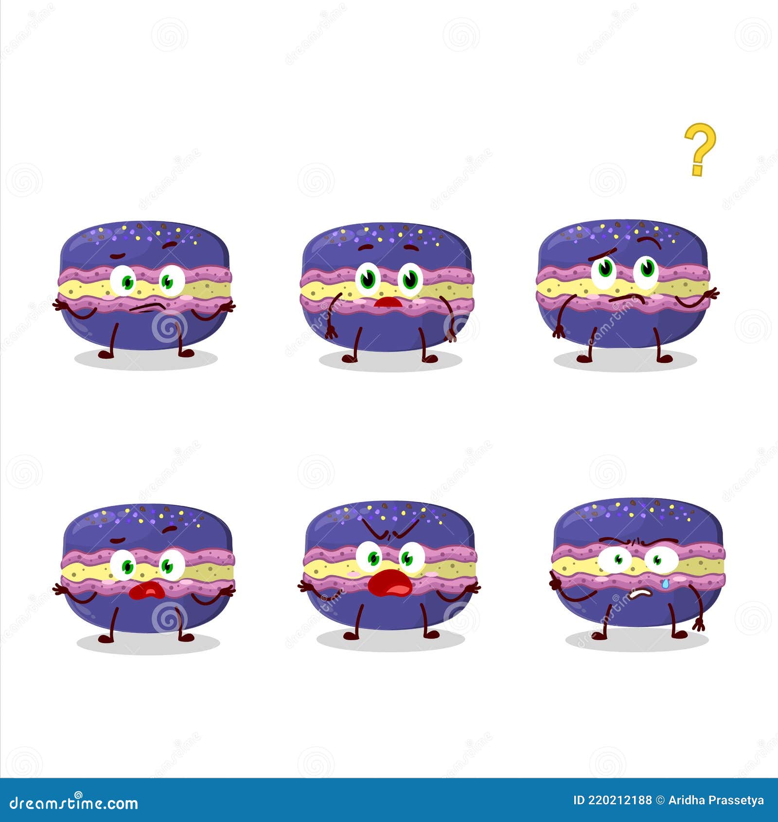 Grapes Macaron Cartoon Character With Sad Expression Vector ...